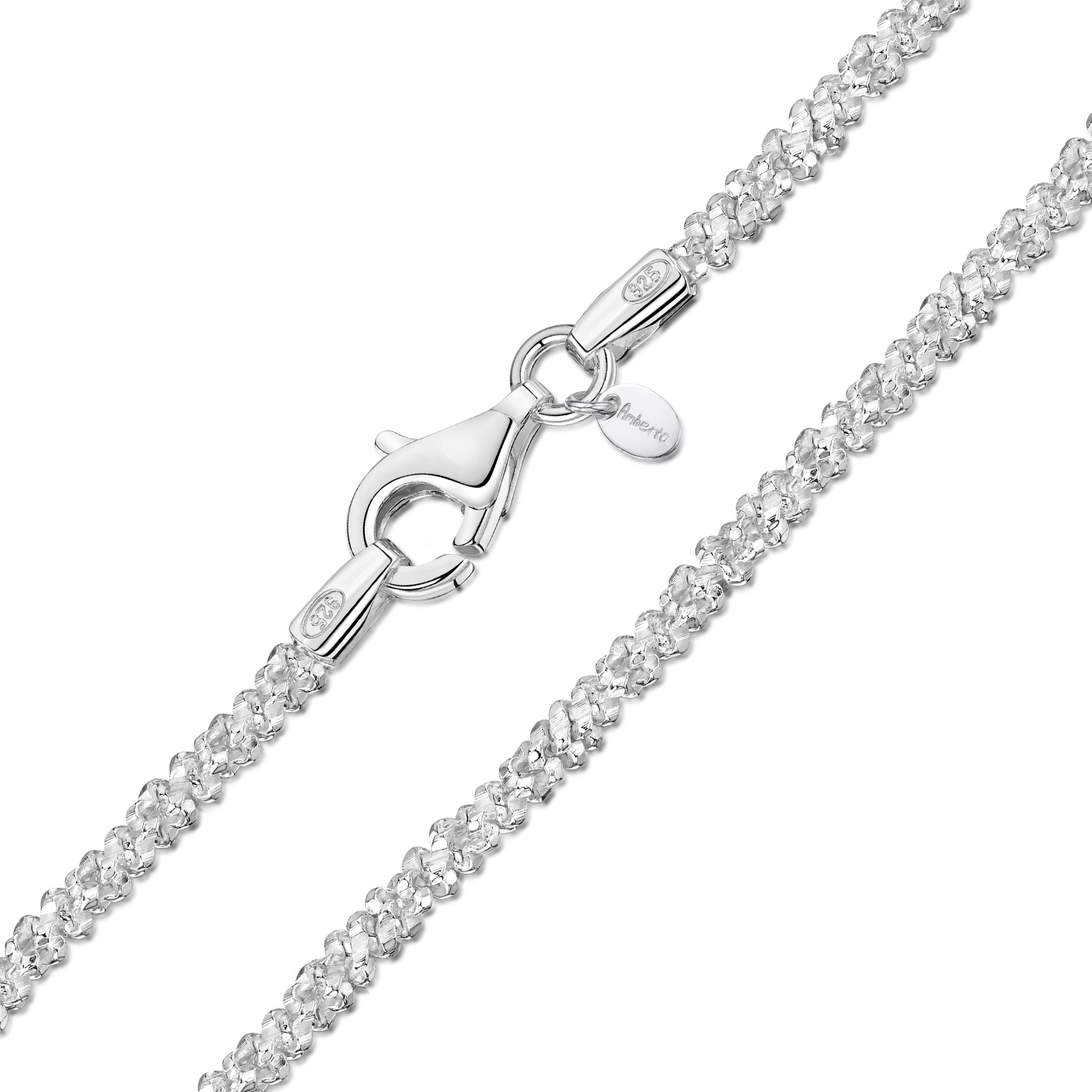 Amberta Italian 925 Sterling Silver Diamond Chain for Women - 1.7 mm ...