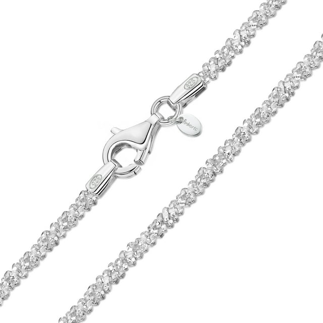 Amberta Italian 925 Sterling Silver Diamond Chain for Women - 1.7 mm ...