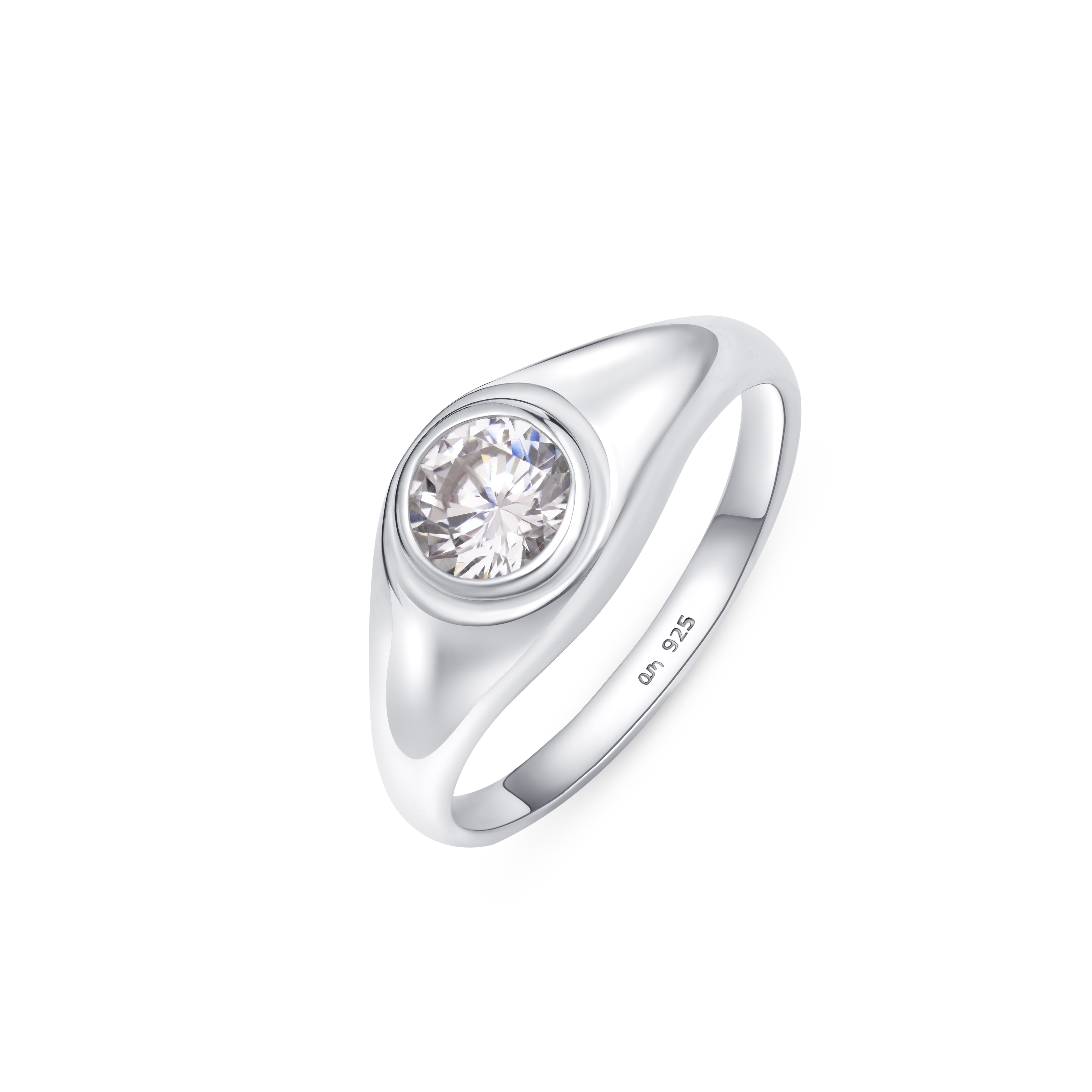 Amberta Solid 925 Sterling Silver Signet Ring for Women | Pinky Ring ...