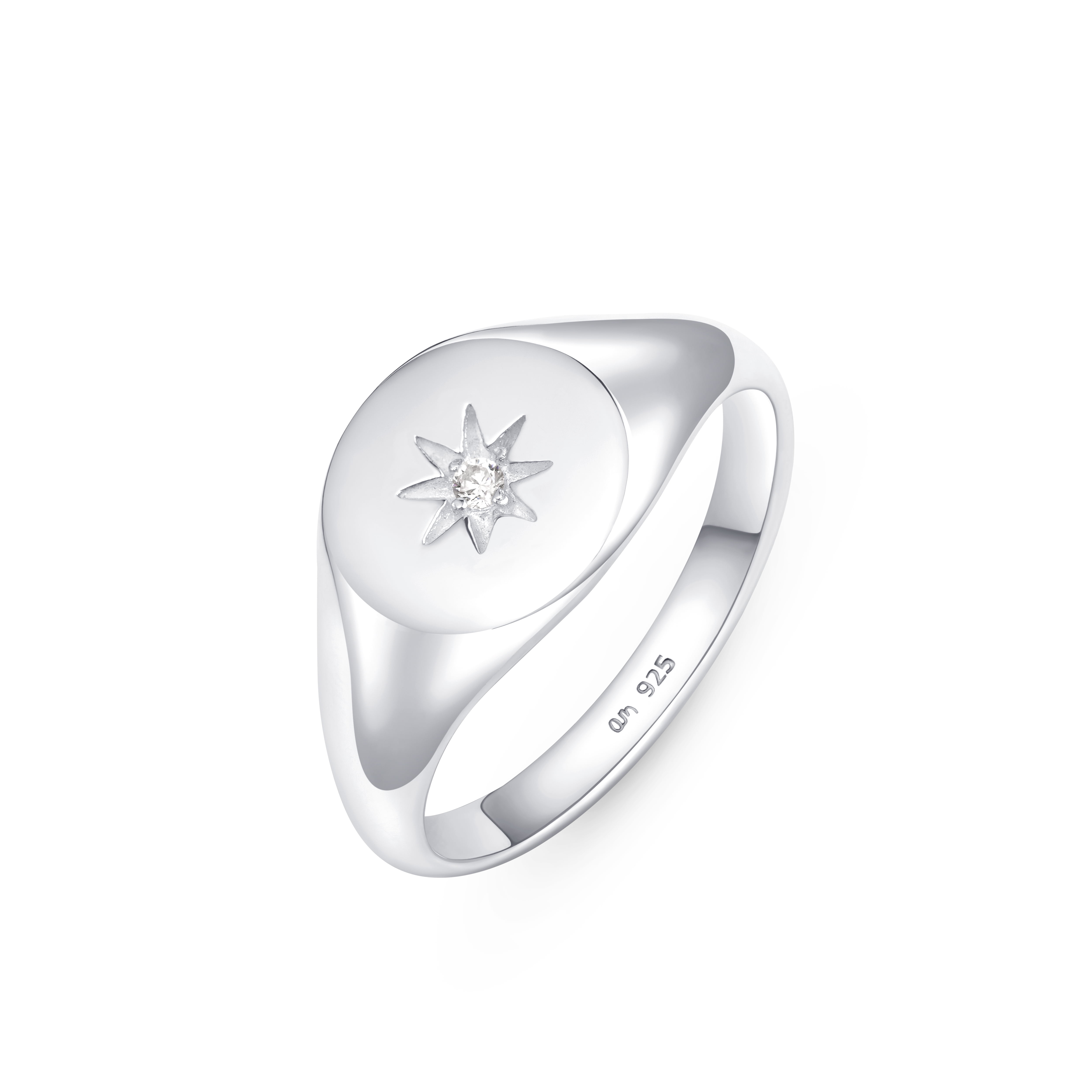 Amberta Solid 925 Sterling Silver Signet Ring for Women | Pinky Ring ...