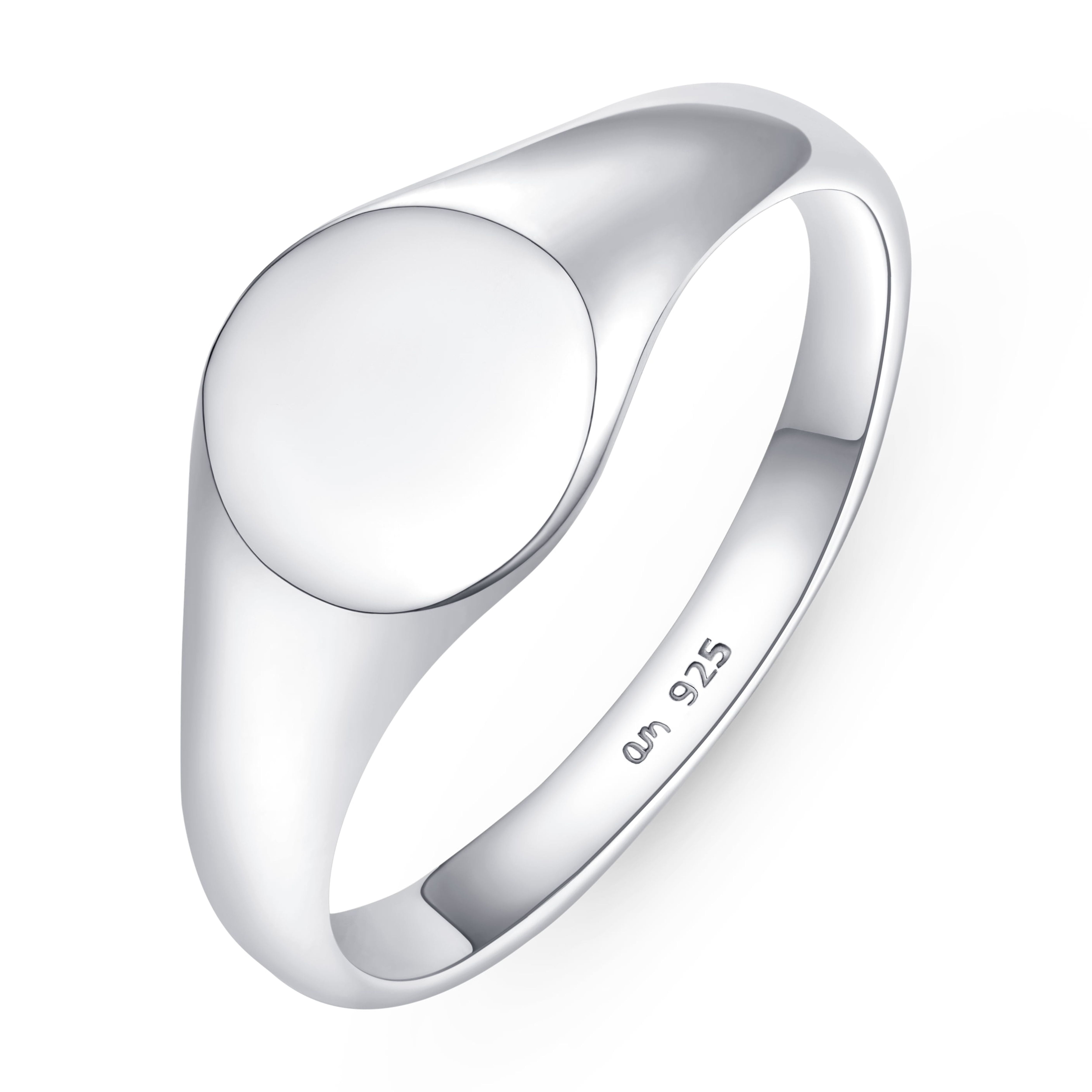 Amberta Solid 925 Sterling Silver Signet Ring for Women | Pinky Ring ...