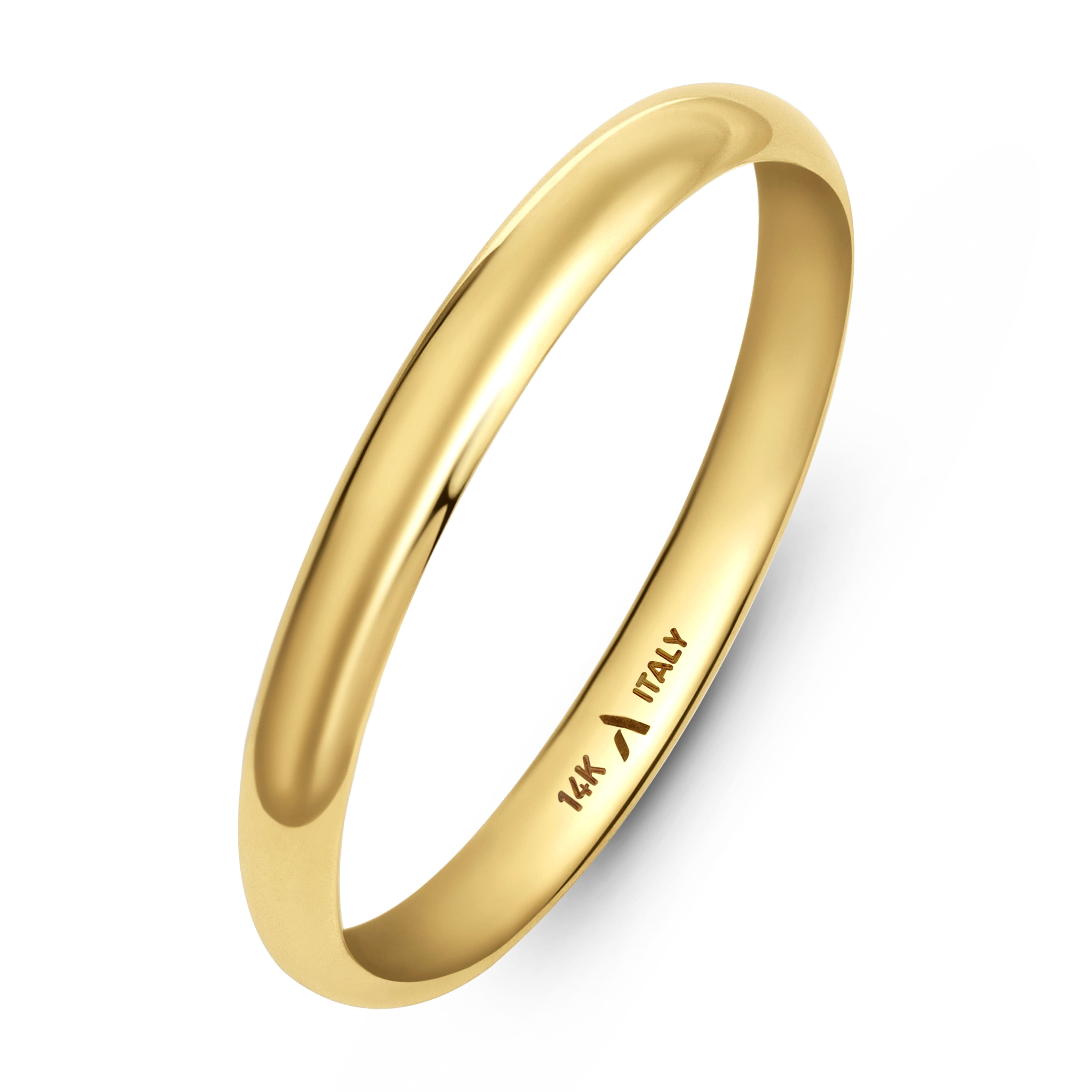 Amberta Solid Italian 14K Gold Wedding Bands for Women Men | Real 14K ...