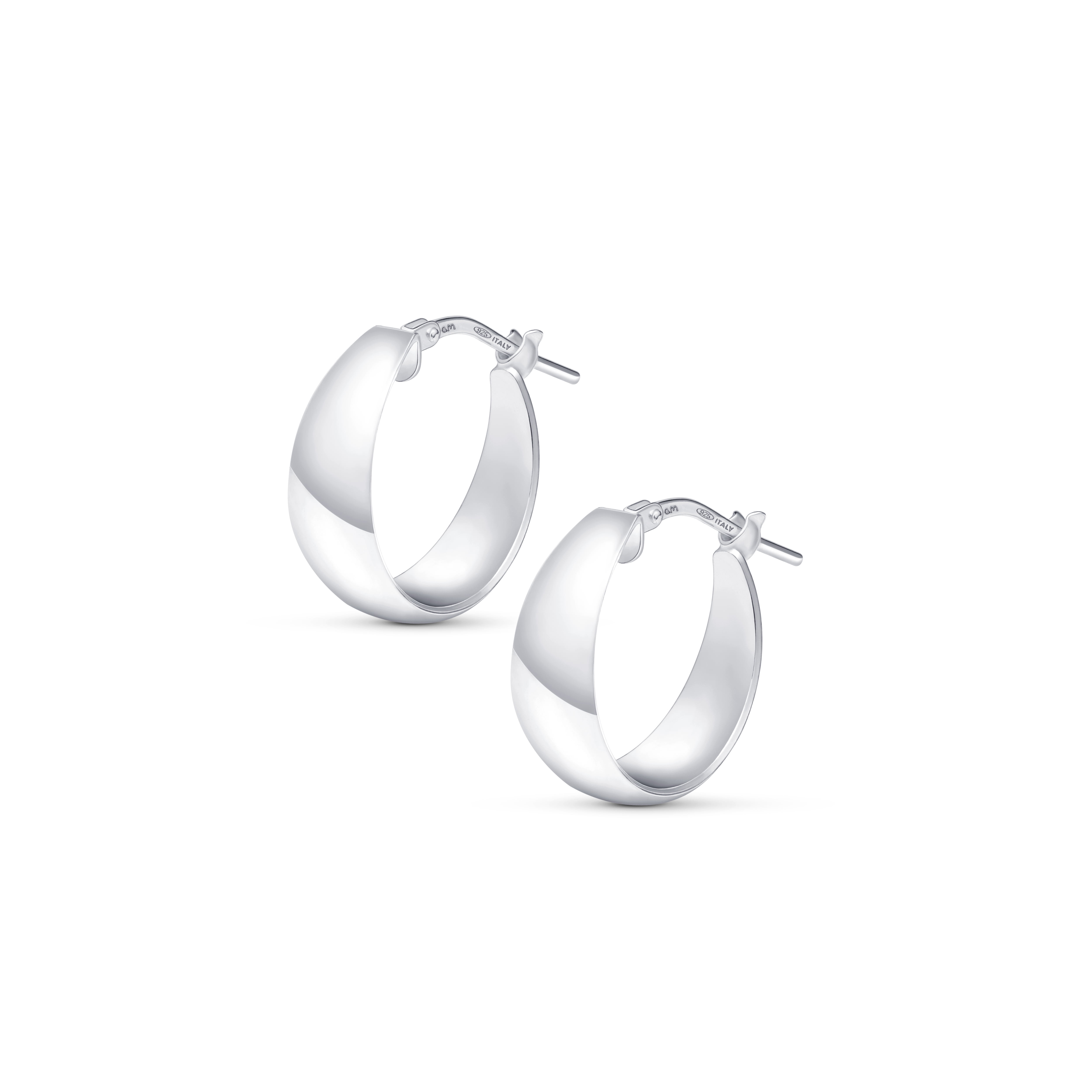 Amberta Women 925 Sterling Silver Chunky Hoop Earrings: Silver Chunky ...