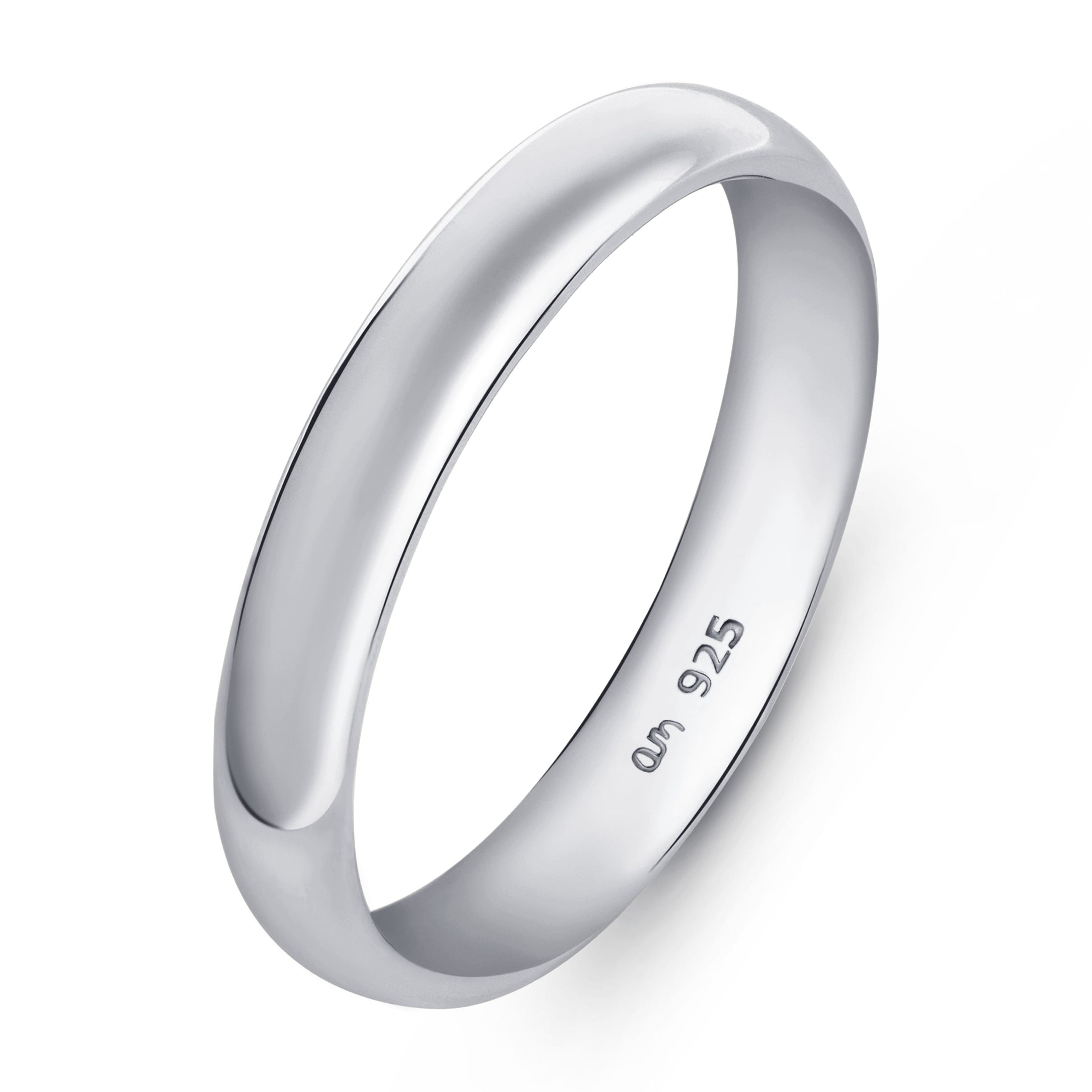 Amberta Women 925 Sterling Silver Wedding Band Ring: 3.5 mm Sterling ...