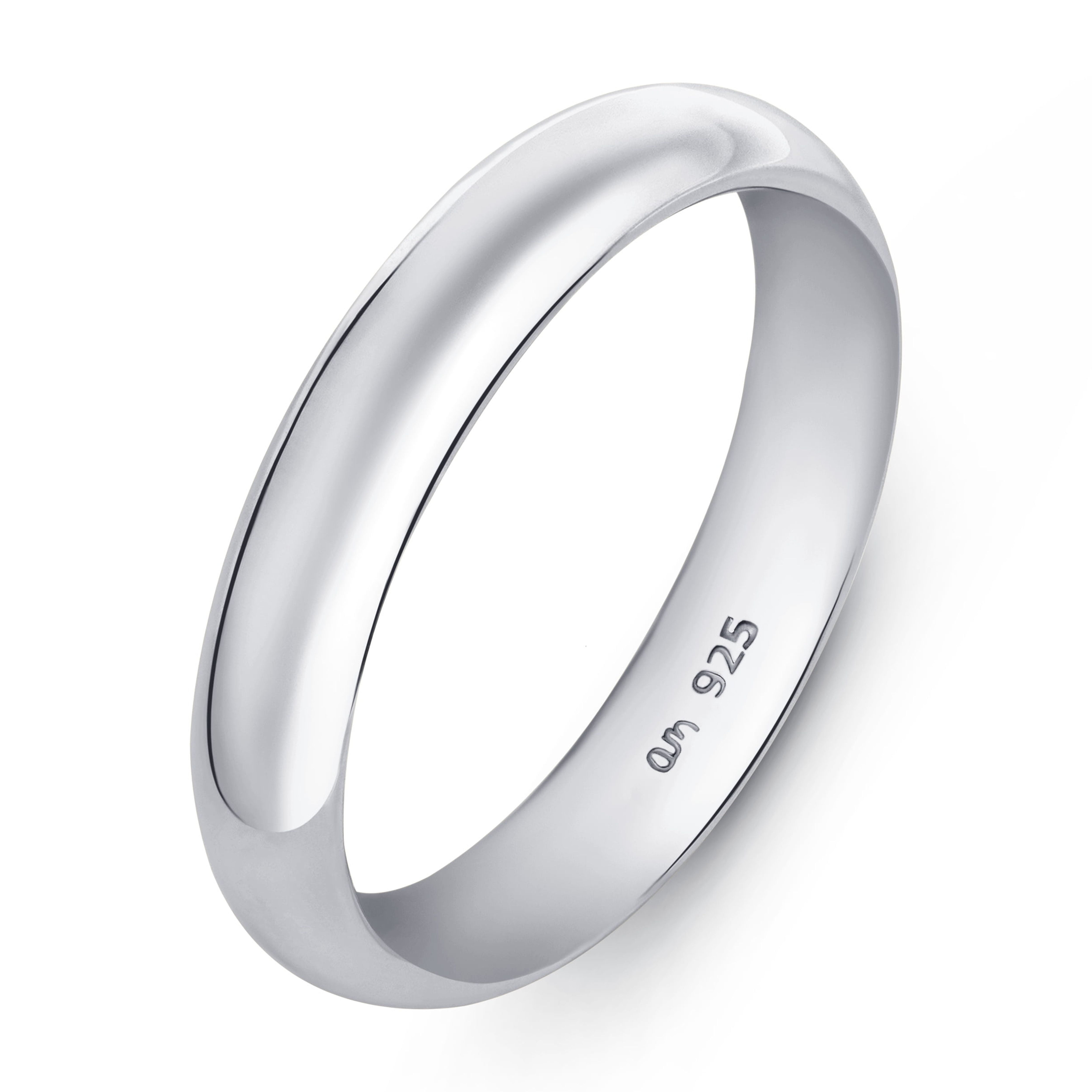 Amberta Women 925 Sterling Silver Wedding Band Ring: 4 mm Sterling ...