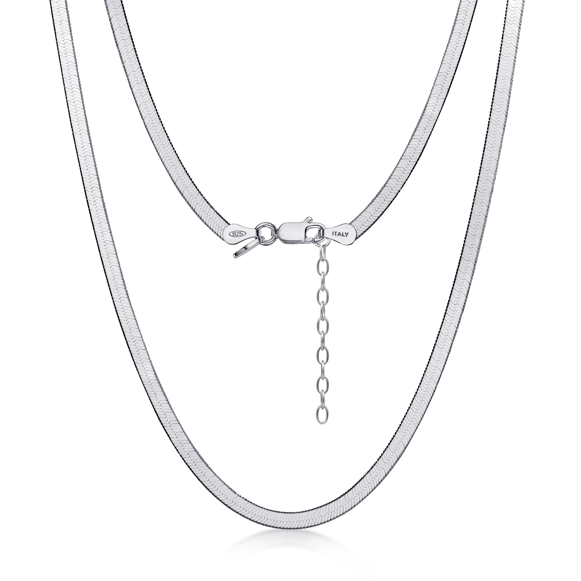 Amberta Women's 925 Sterling Silver Flat Snake Chain: 3 mm 41 cm/16.5 ...