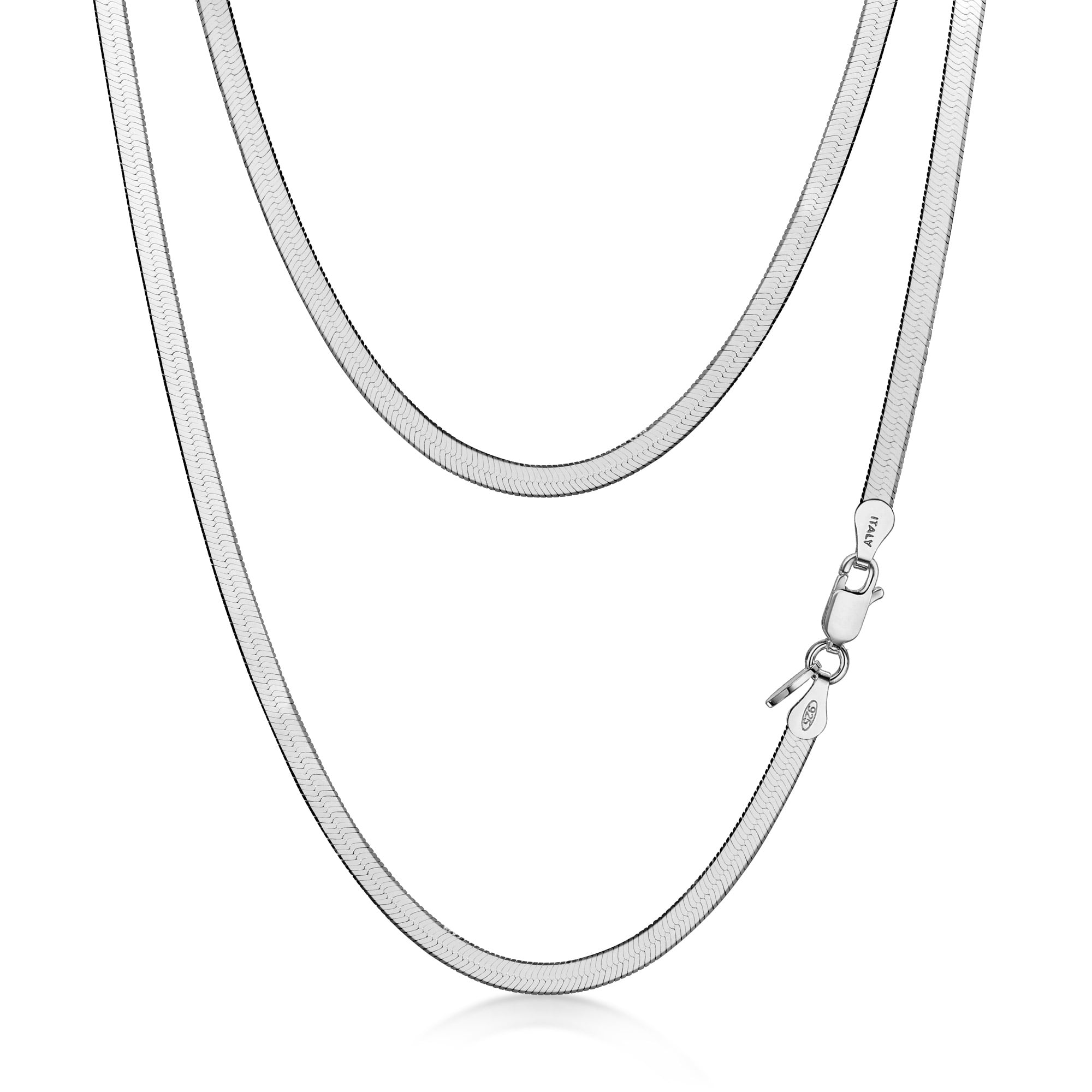 Amberta Women's 925 Sterling Silver Flat Snake Chain: 3 mm 50 cm/20 ...