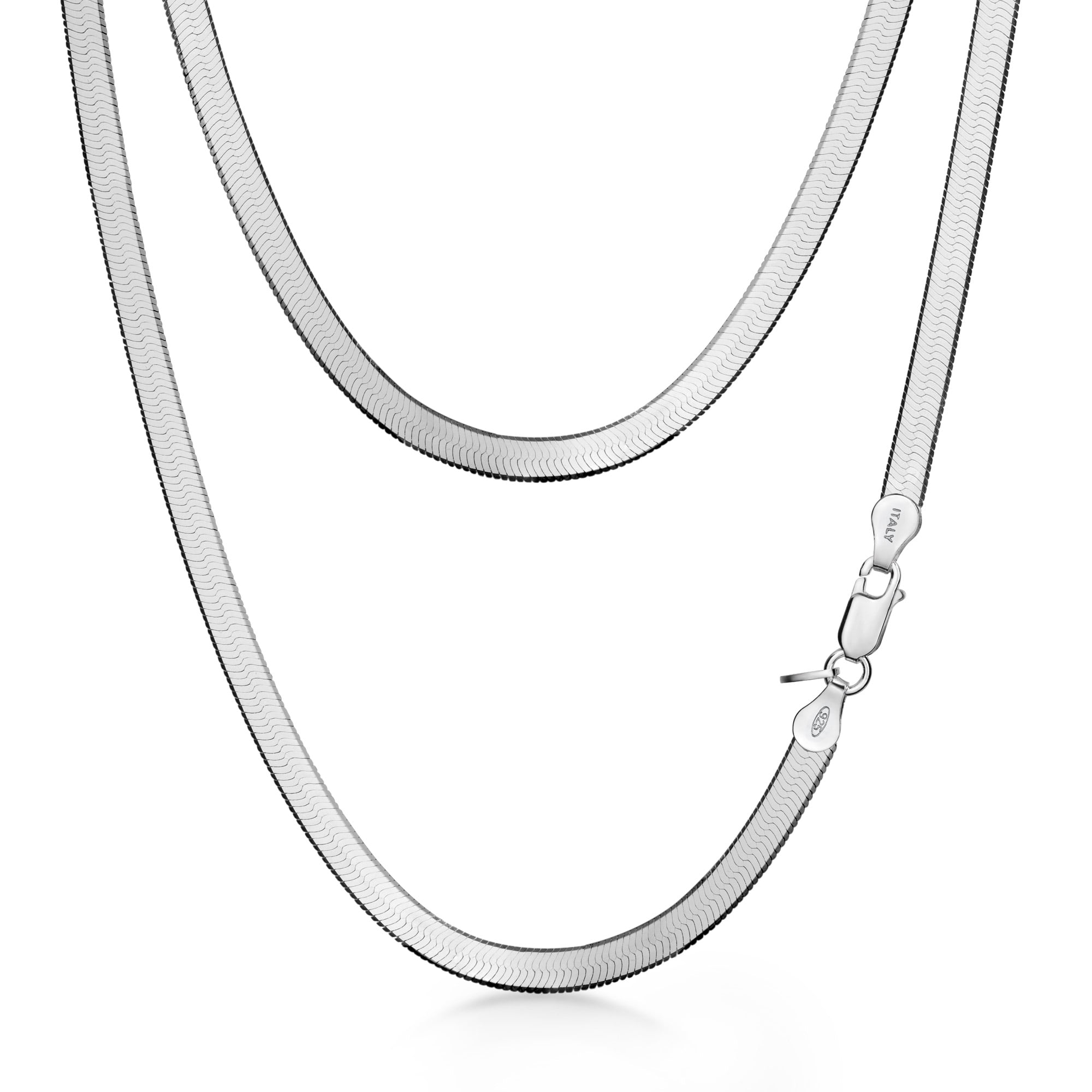 Amberta Women's 925 Sterling Silver Flat Snake Chain: 4.5 mm 50 cm/20 ...