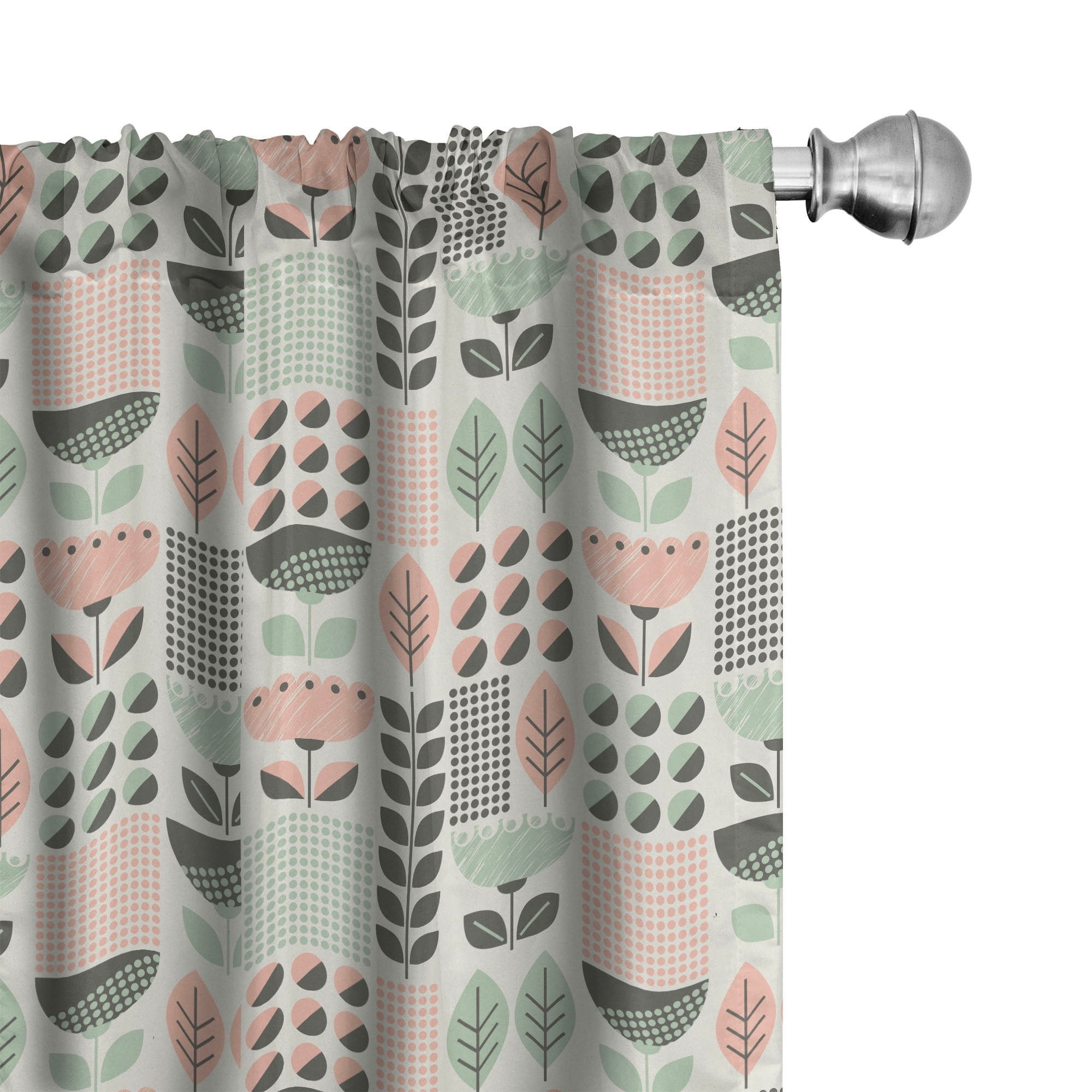 Ambesonne 1970s Window Curtains, Retro Scandinavian Design, Each 28" W ...