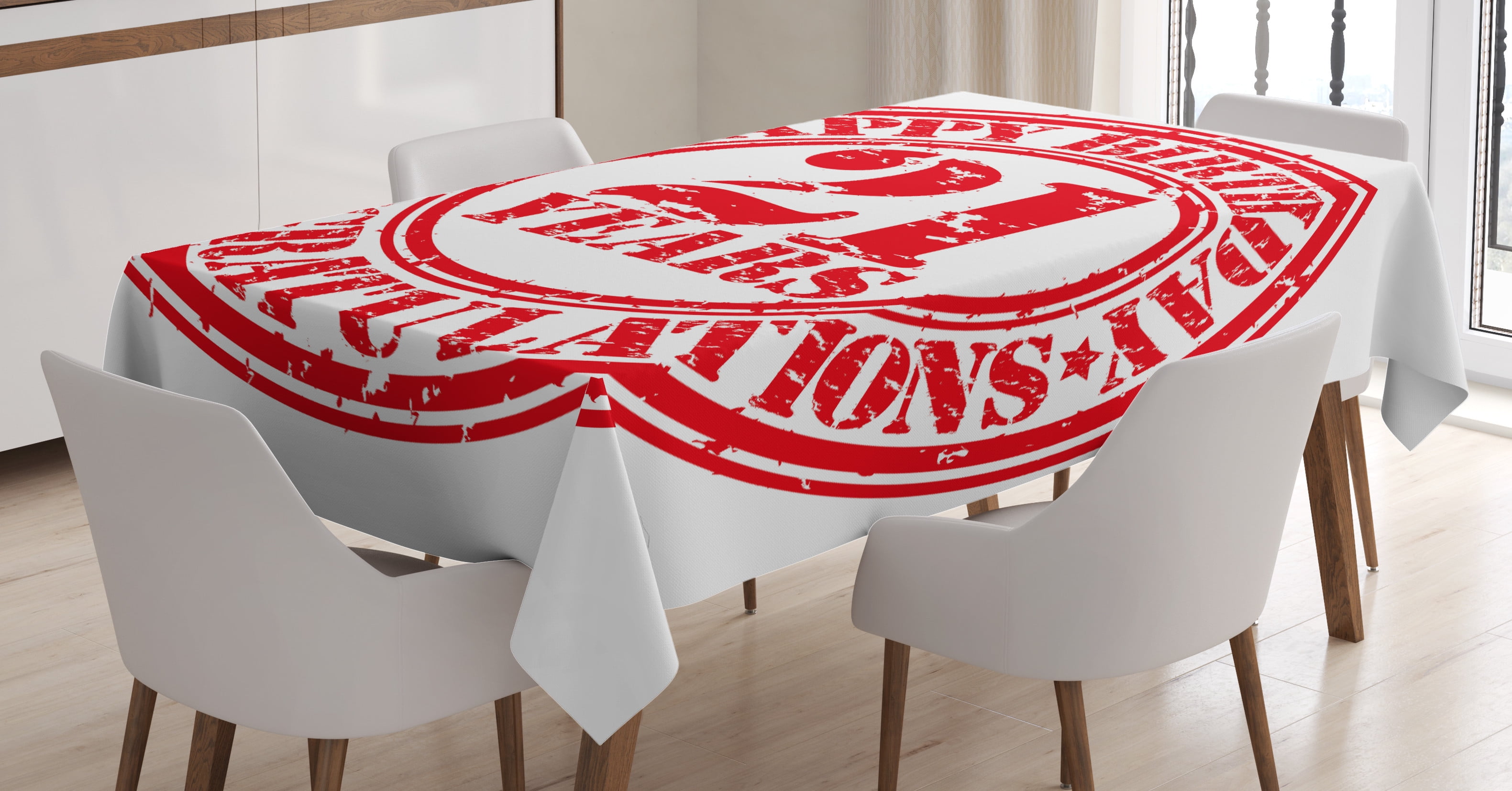 Ambesonne 21st Birthday Tablecloth Rectangular Table Cover, Happy ...