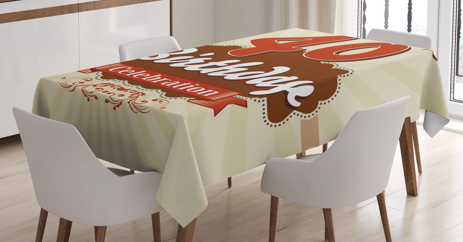 Ambesonne 40th Birthday Tablecloth Rectangular Table Cover, Vintage ...