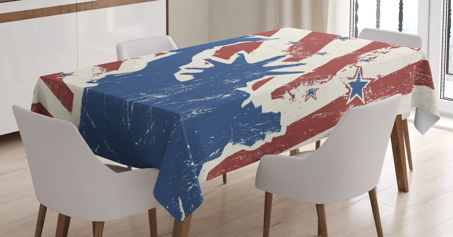 Ambesonne 4th of July Tablecloth Rectangular Table Cover, Sketch Design ...