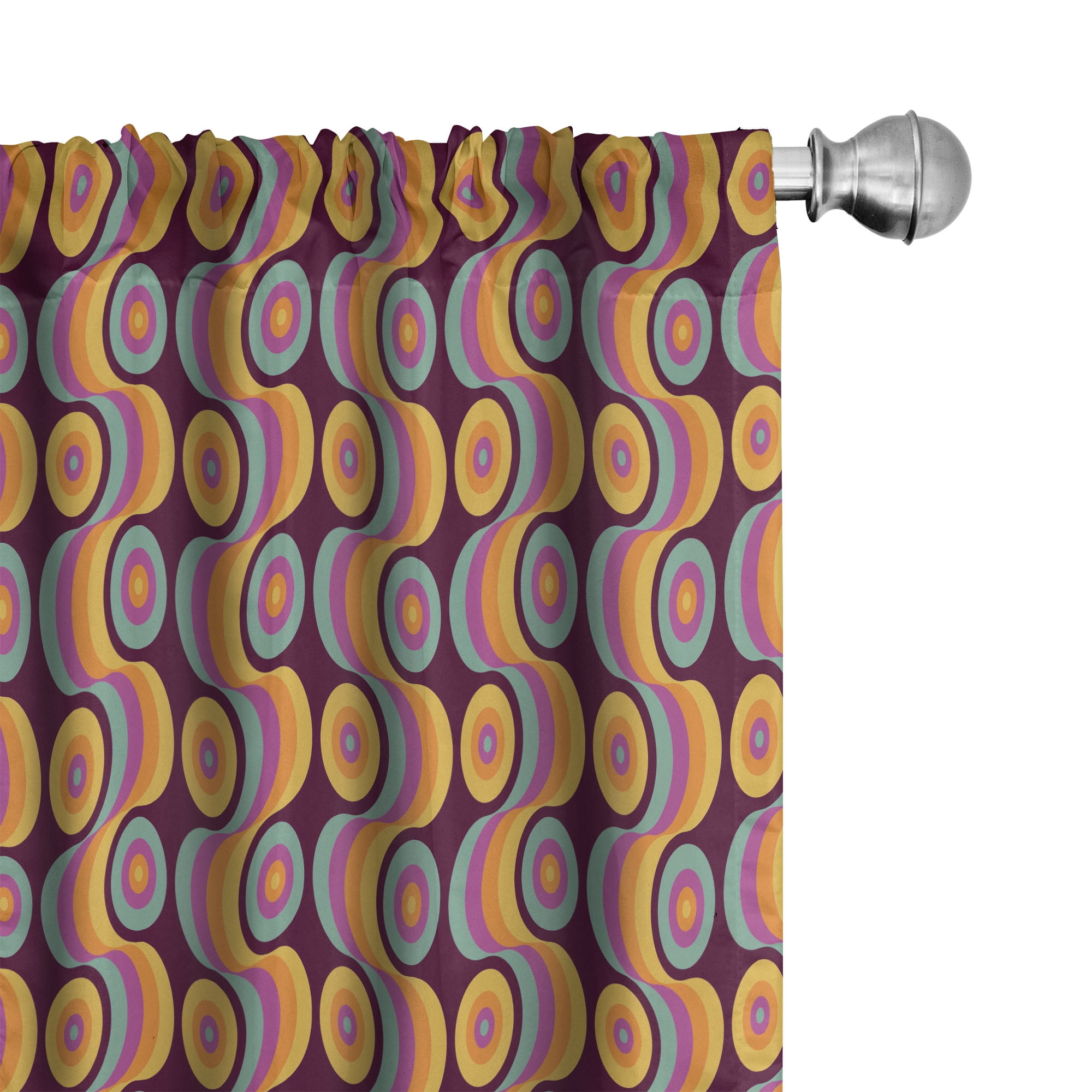 Ambesonne 70's Curtains, Colorful Circular Shapes Plot, Pair of 28"x95 ...