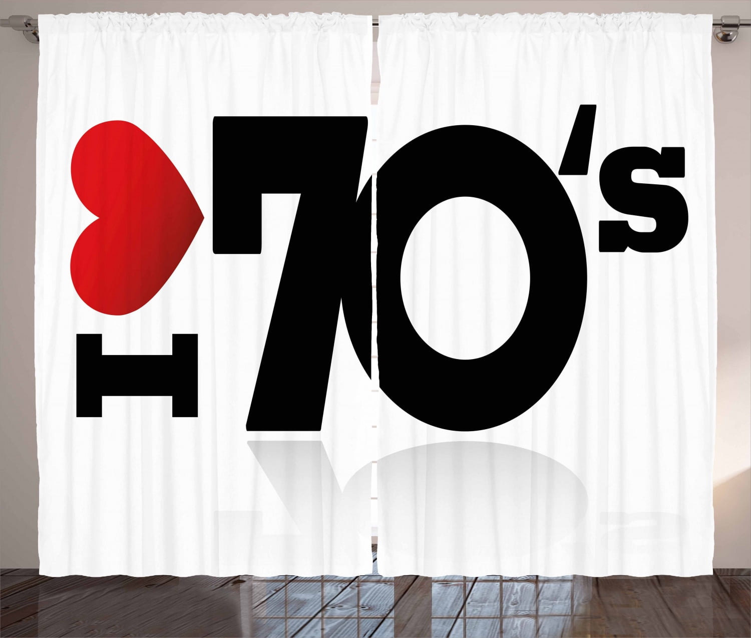 Ambesonne 70s Party Curtains 2 Panel Set, Seventies Love Romance, 108 ...