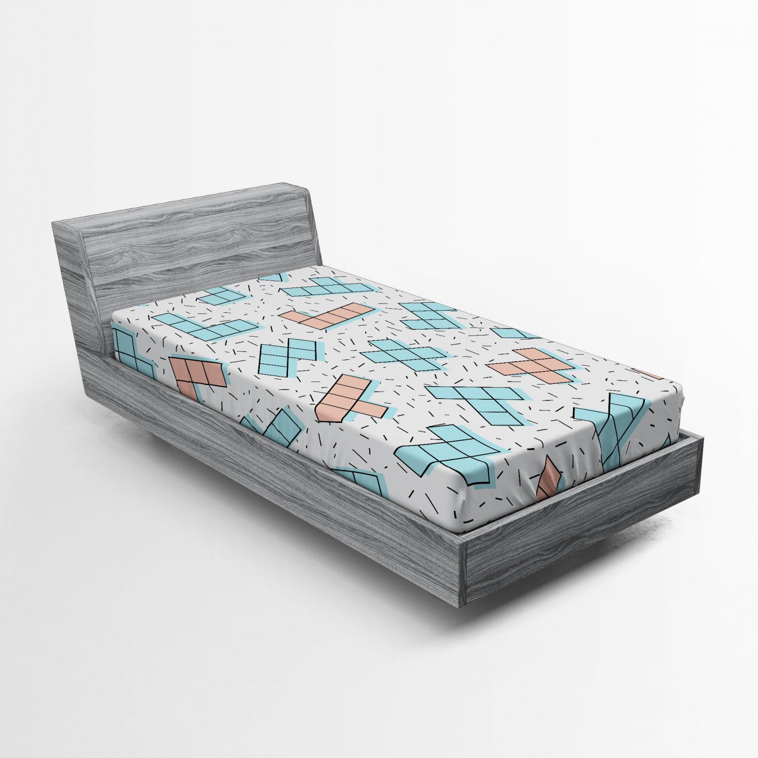 Ambesonne 90s Fitted Sheet, Retro Vintage Abstract, Twin XL Size, Black ...
