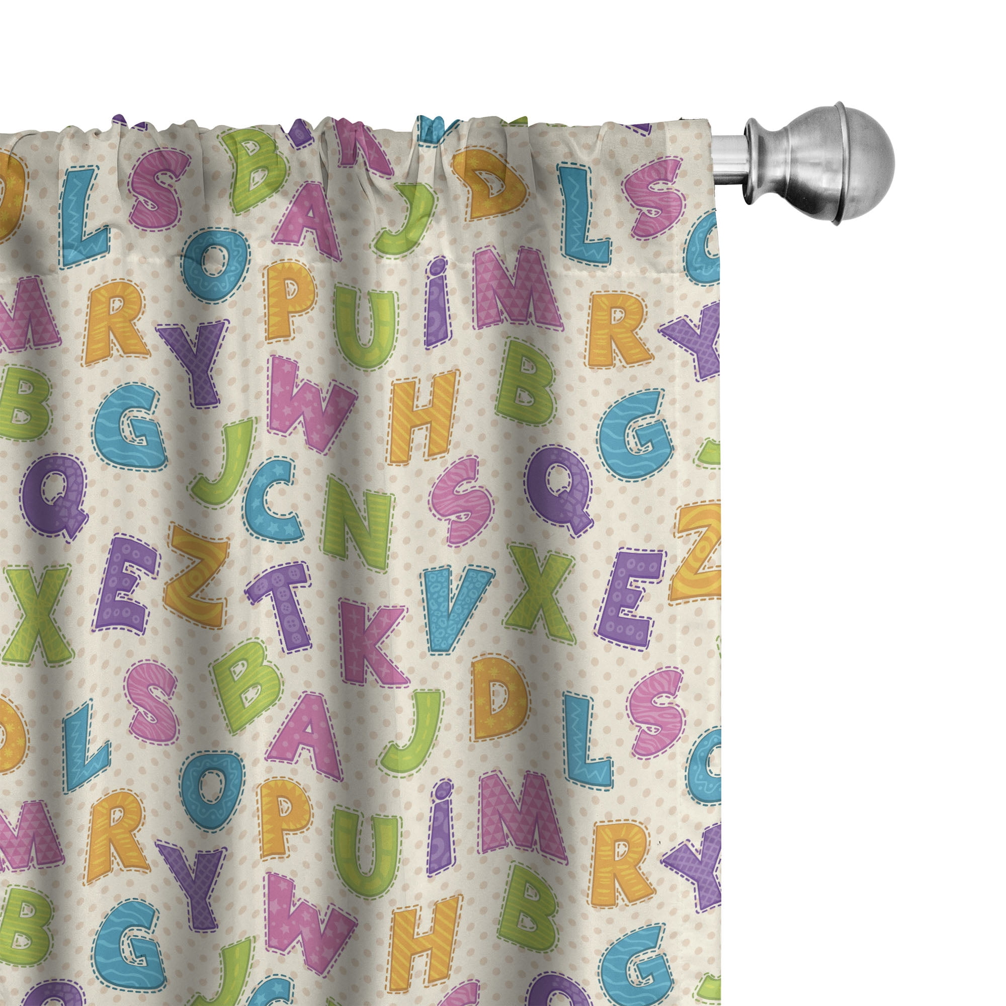 Ambesonne ABC Curtains, Letters Alphabet ABC, Pair of 28"x63 ...