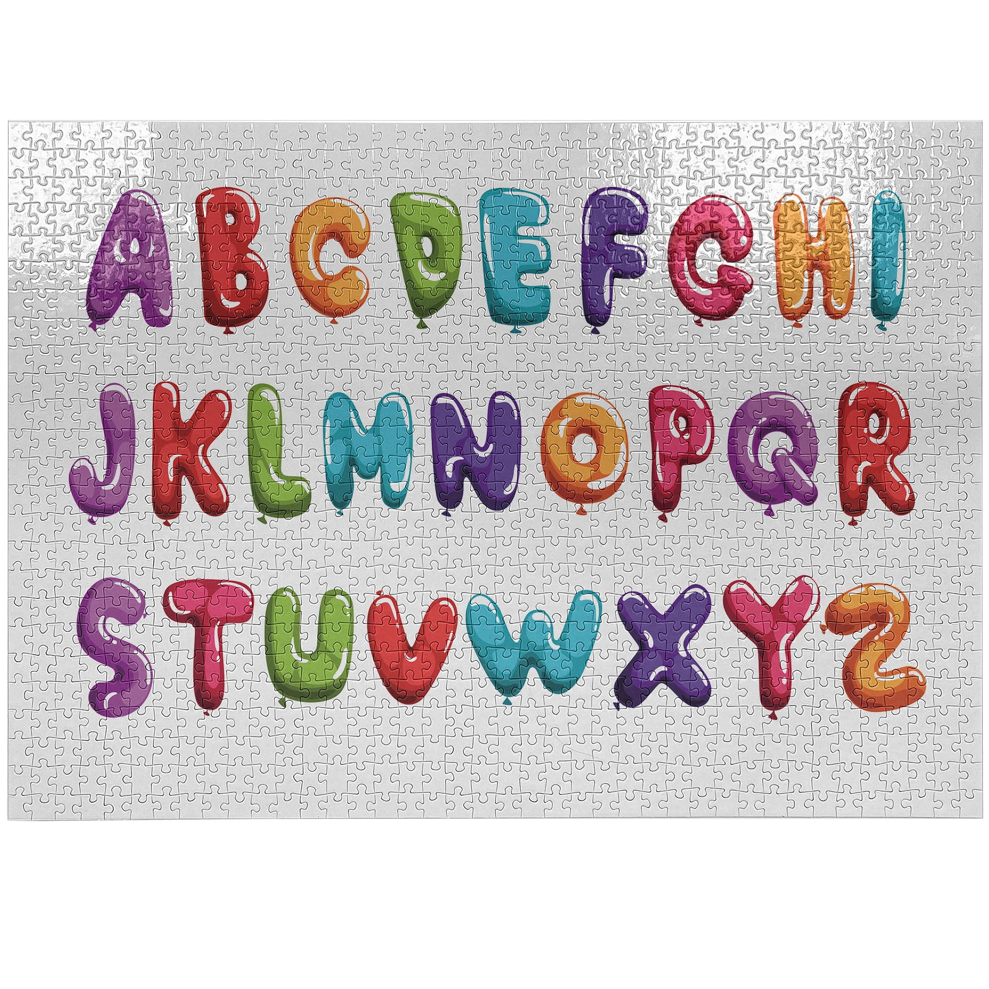 Ambesonne ABC Jigsaw Puzzle Durable Cardboard, Balloon Style Alphabet ...