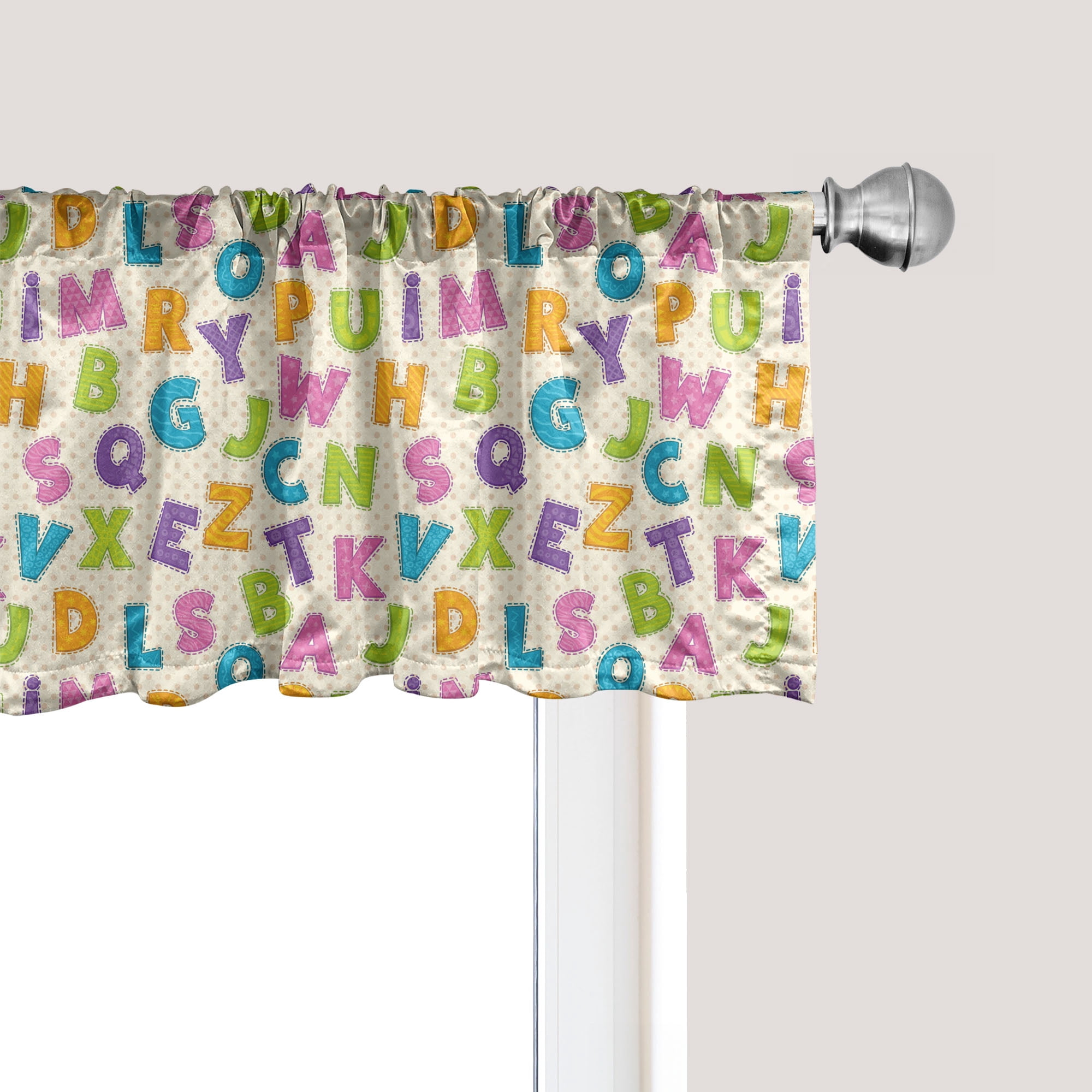Ambesonne ABC Window Valance, Letters Alphabet ABC, 54" X 18 ...