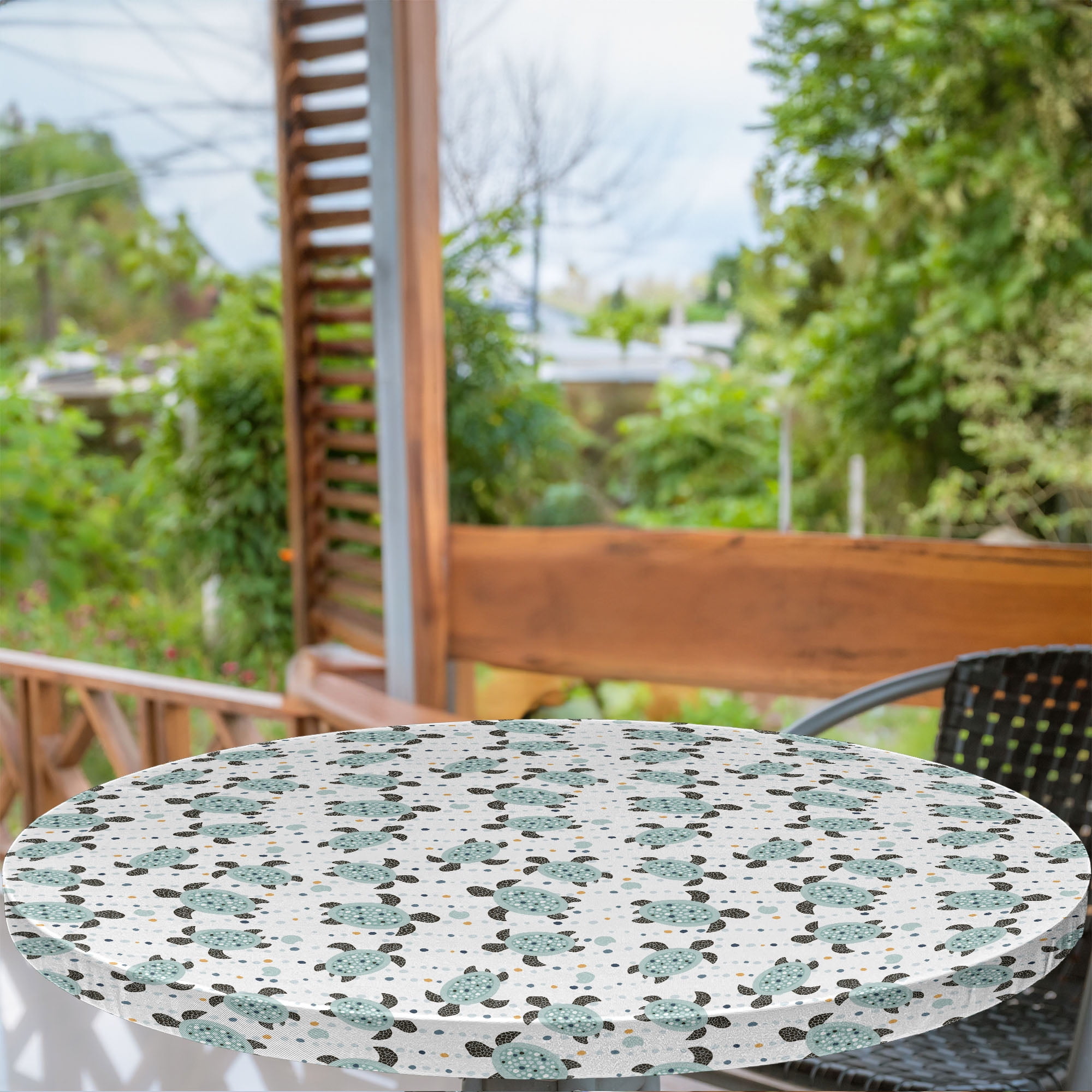 Ambesonne Aboriginal Fitted Round Tablecloth, Australian Turtles Art ...
