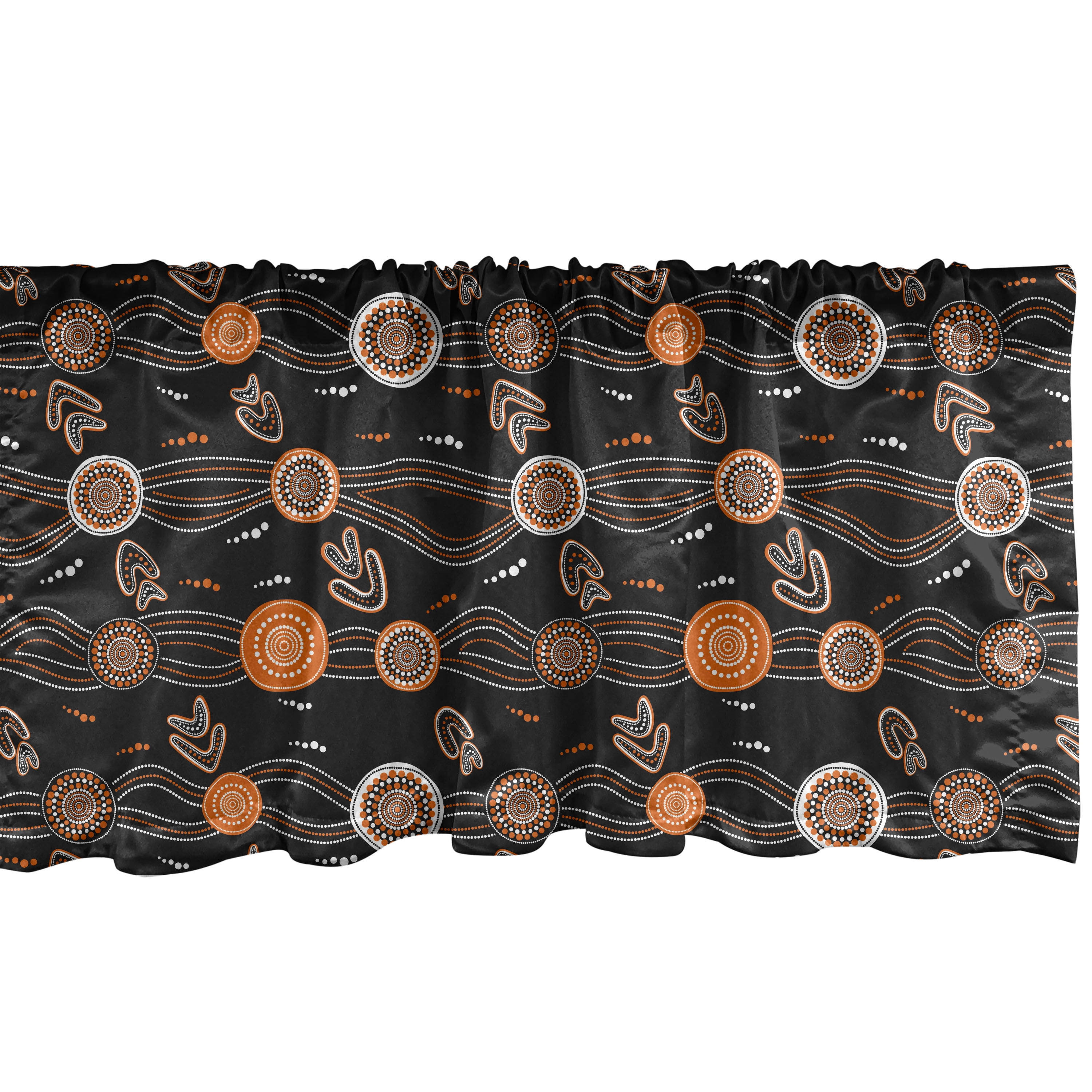 Ambesonne Aboriginal Window Valance, Waves Dots and Boomerang, 54" X 18 ...
