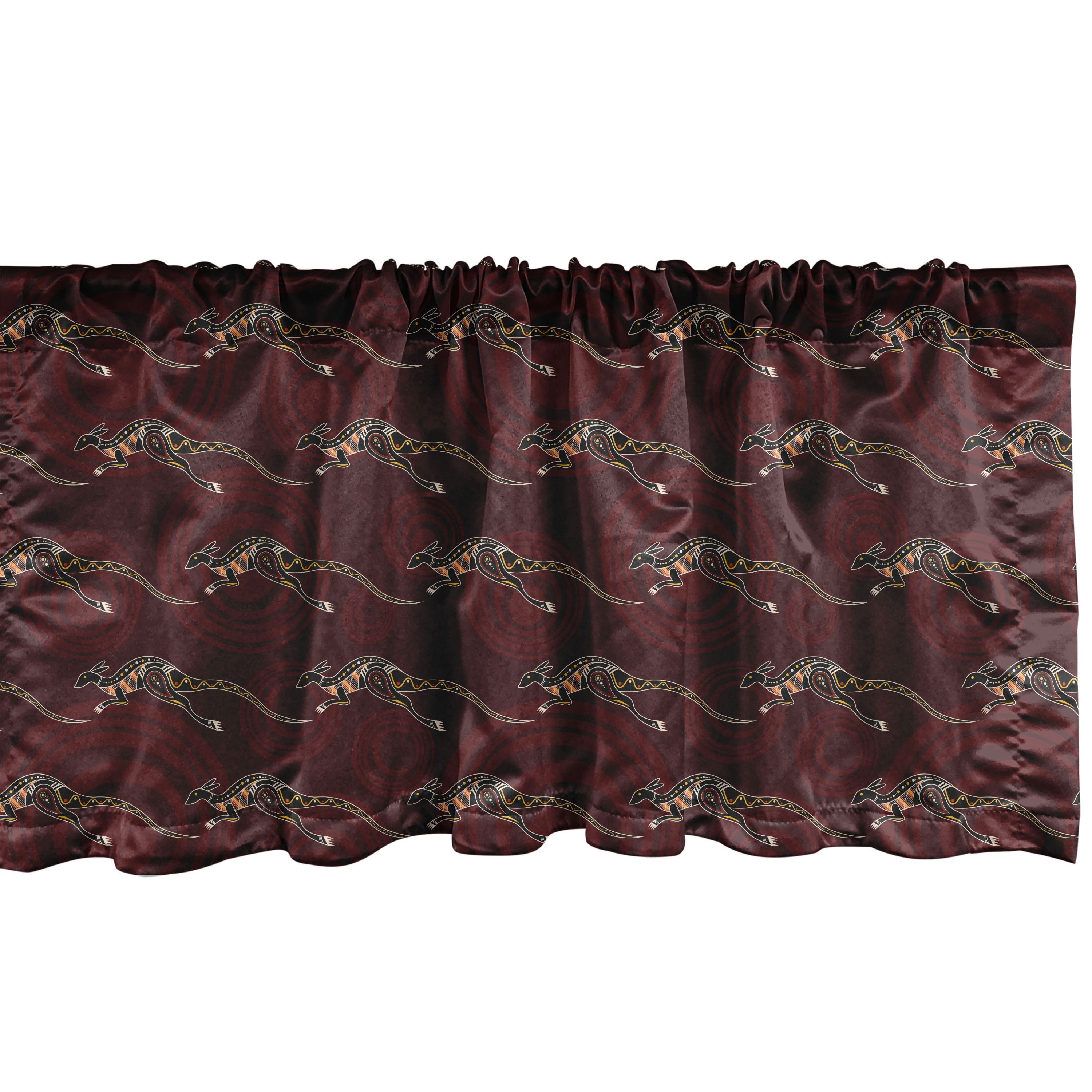 Ambesonne Aboriginal Window Valance, Zentangle Kangaroo, 42" x 18 ...