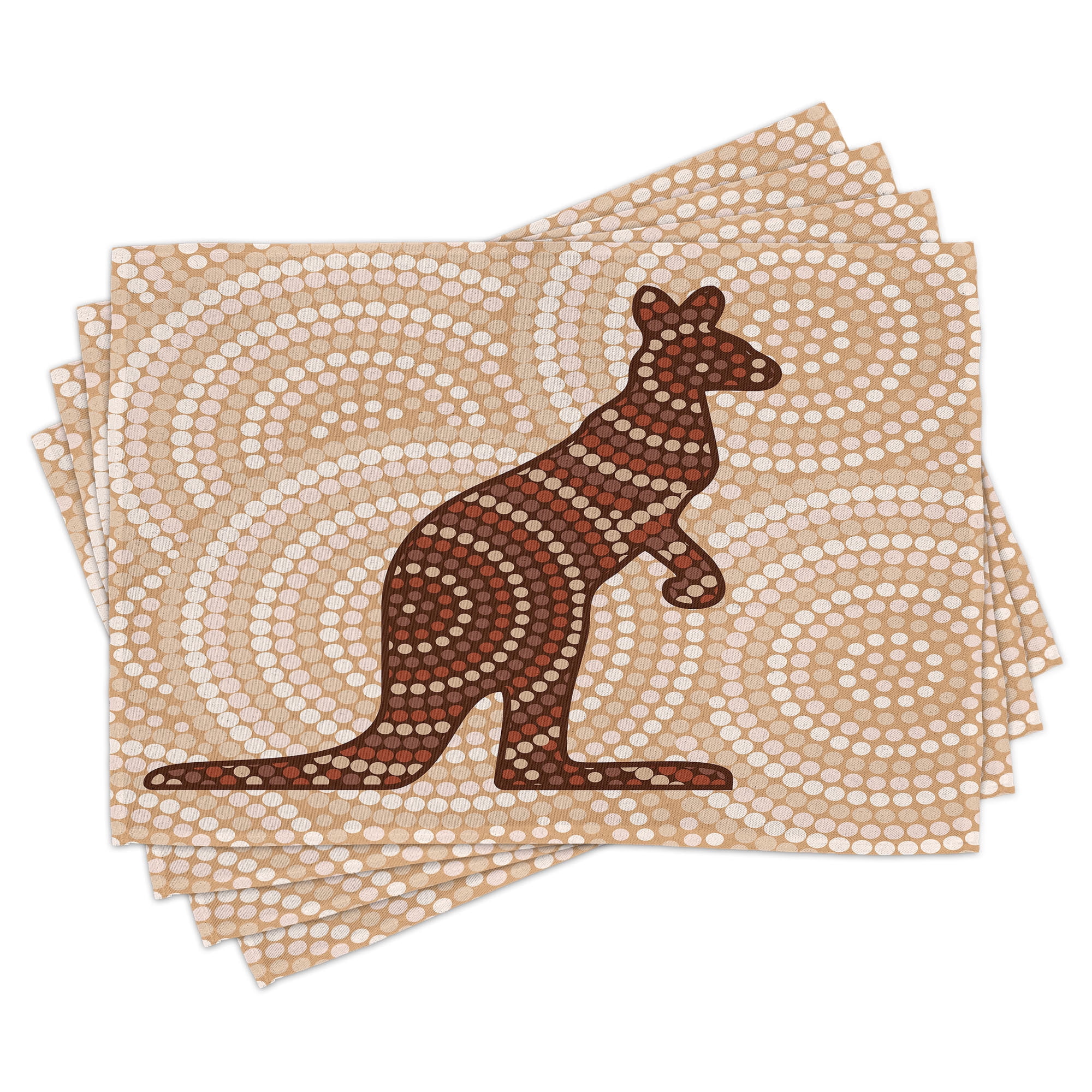 Ambesonne Abstract Art Place Mats Set of 4, Kangaroo with Dots ...