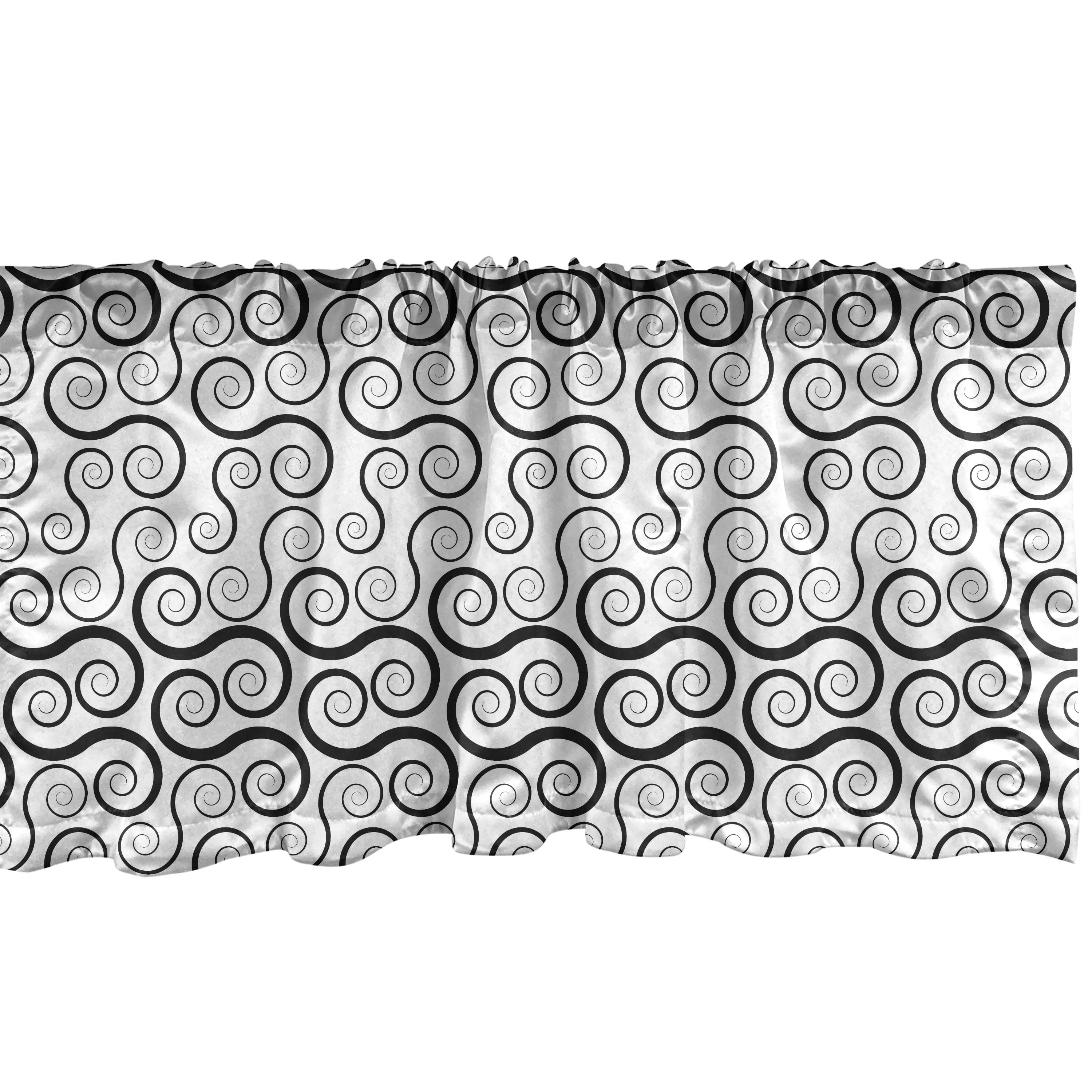Ambesonne Abstract Art Window Valance, Monochrome Swirly Form, 42" x 18 ...