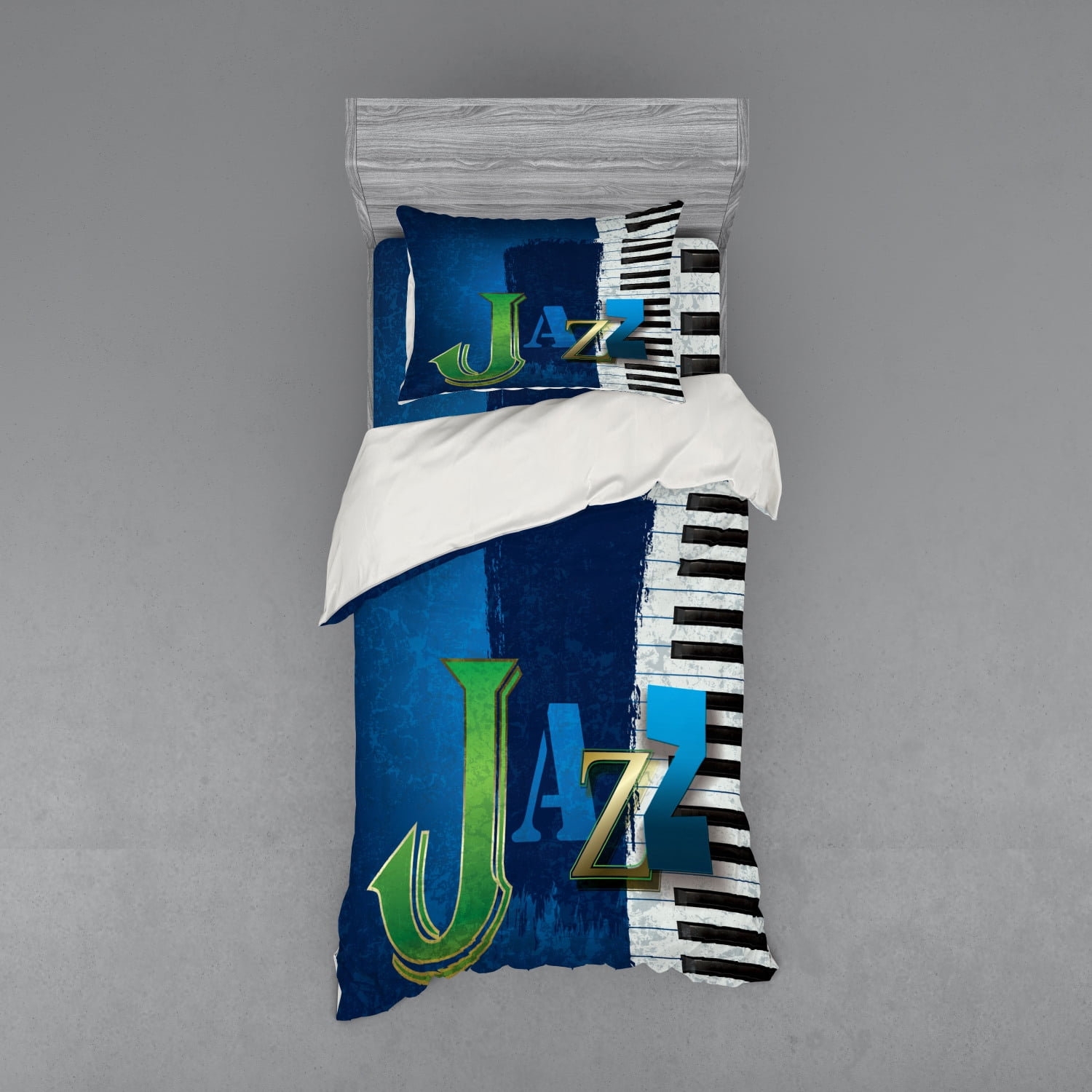 Ambesonne Abstract Bedding Set 3 Pcs, Jazz Music Keys Guitar, Twin ...
