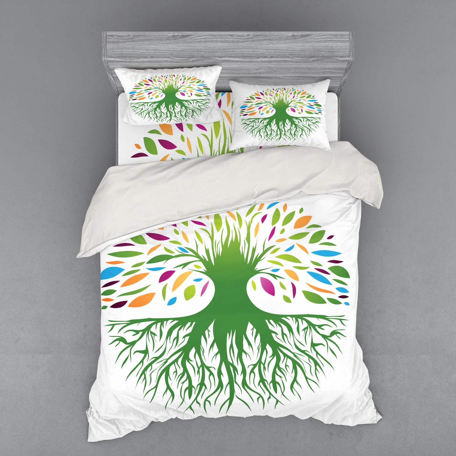 Ambesonne Abstract Bedding Set 4 Pcs, Eco Planet Plant Motif, Queen ...