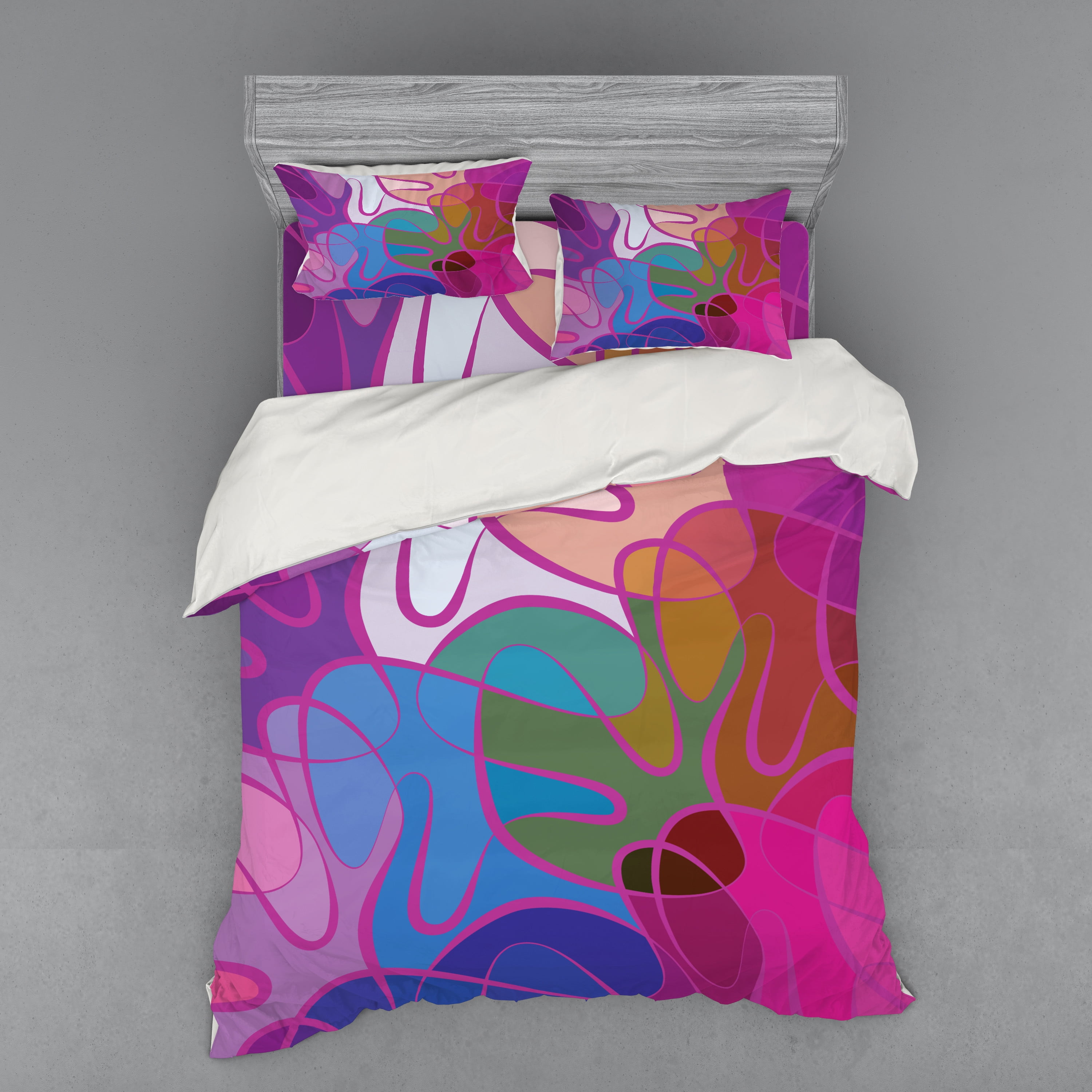 Ambesonne Abstract Bedding Set 4 Pcs, Waves in Hand-drawn Style, Queen ...
