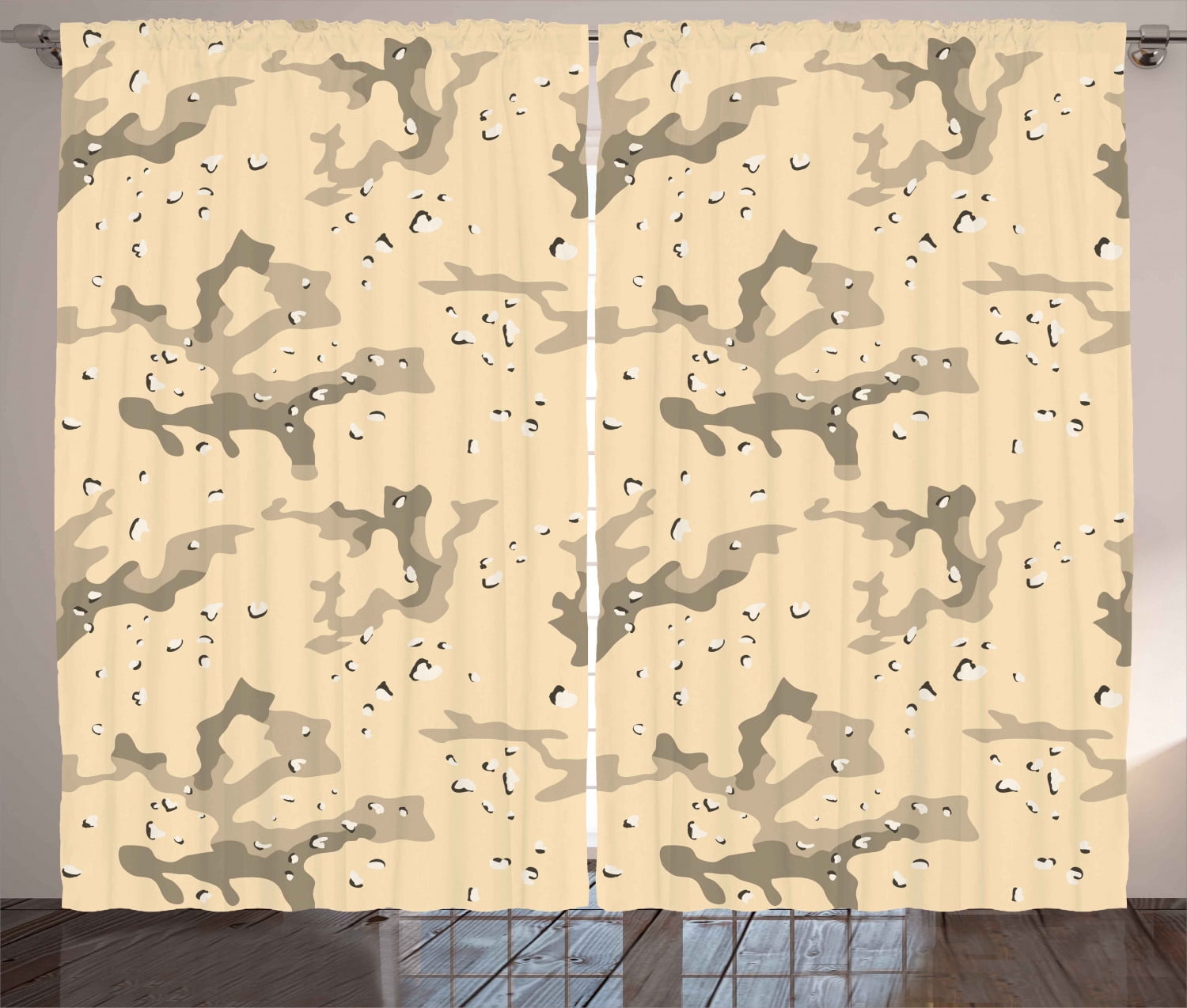 Ambesonne Abstract Curtains 2 Panel Set, Hiding in Desert Camo, 108" x ...