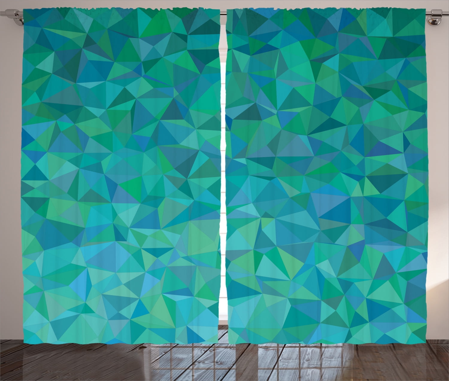 Ambesonne Abstract Curtains 2 Panel Set, Triangle Mosaic Design, 108" x ...