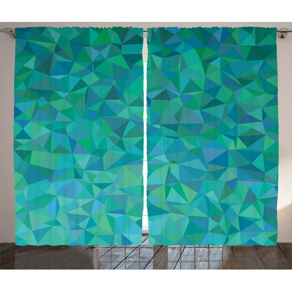 Ambesonne Abstract Curtains 2 Panel Set, Triangle Mosaic Design, 108" x ...