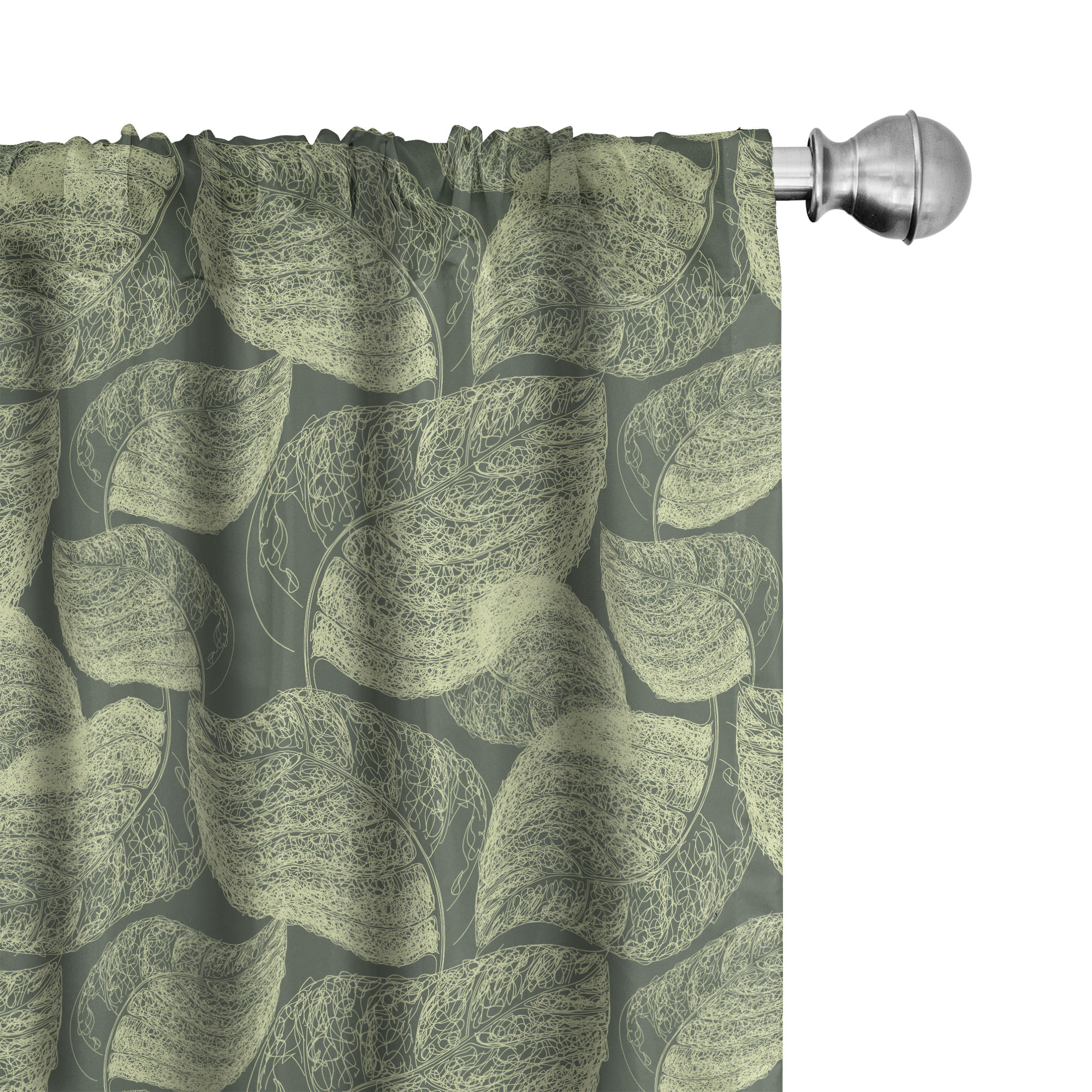 Ambesonne Abstract Curtains, Autumn Leaves Line Art, Pair of 28"x63 ...