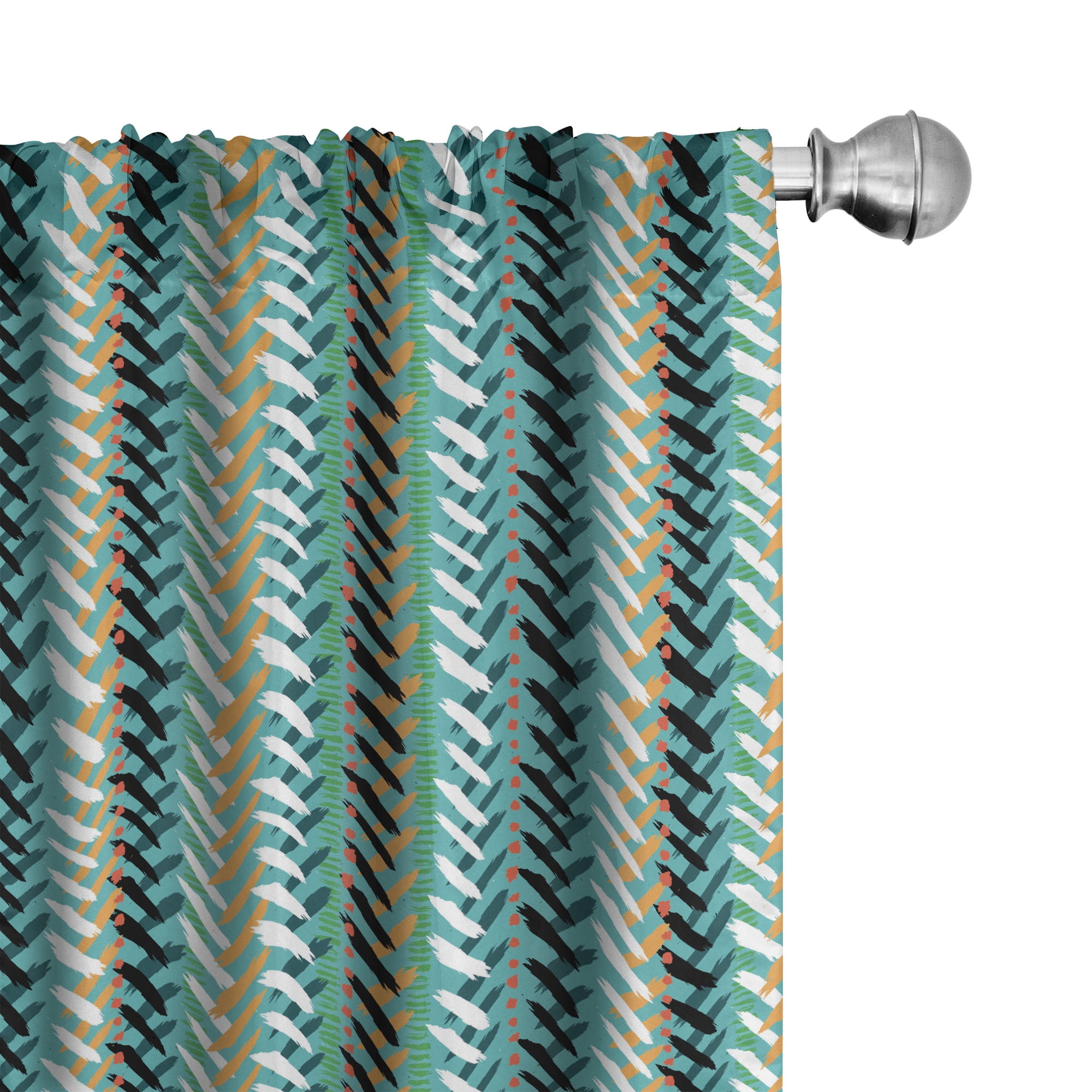 Ambesonne Abstract Curtains, Brush Strokes and Dots, Pair of 28"x84 ...