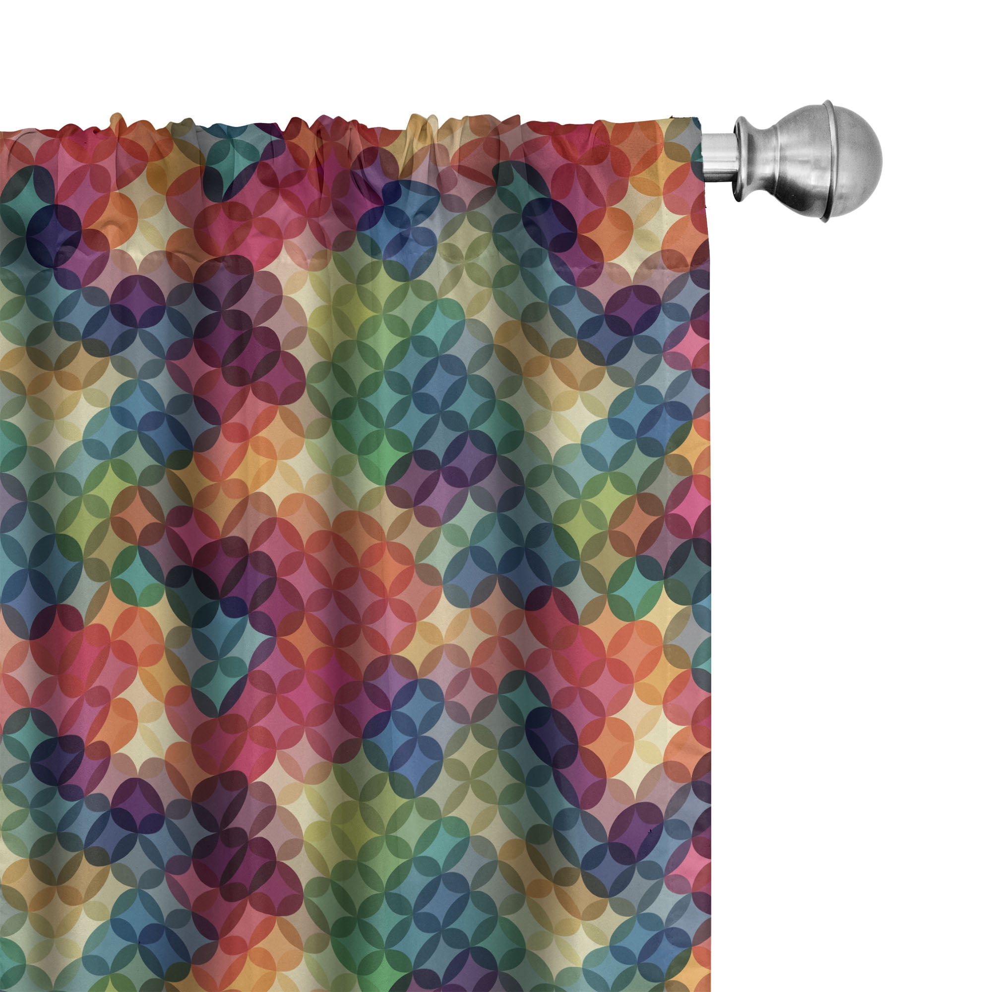 Ambesonne Abstract Curtains, Colorful Circle Design, Pair of 28"x84 ...