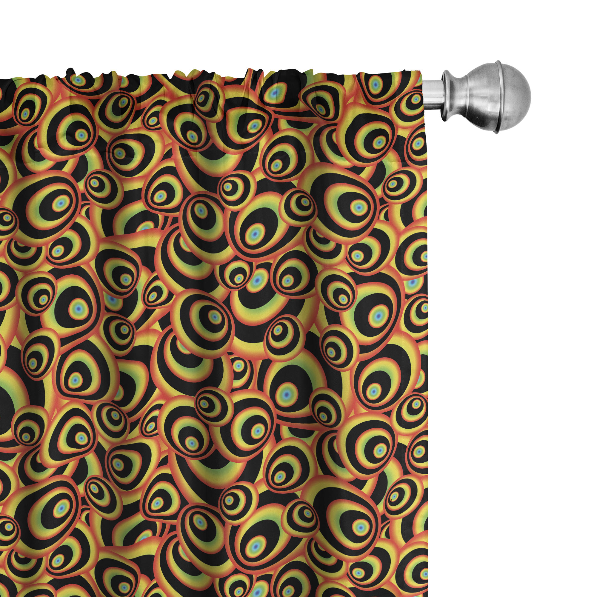 Ambesonne Abstract Curtains, Colorful Ring Shapes, Pair of 28"x84 ...