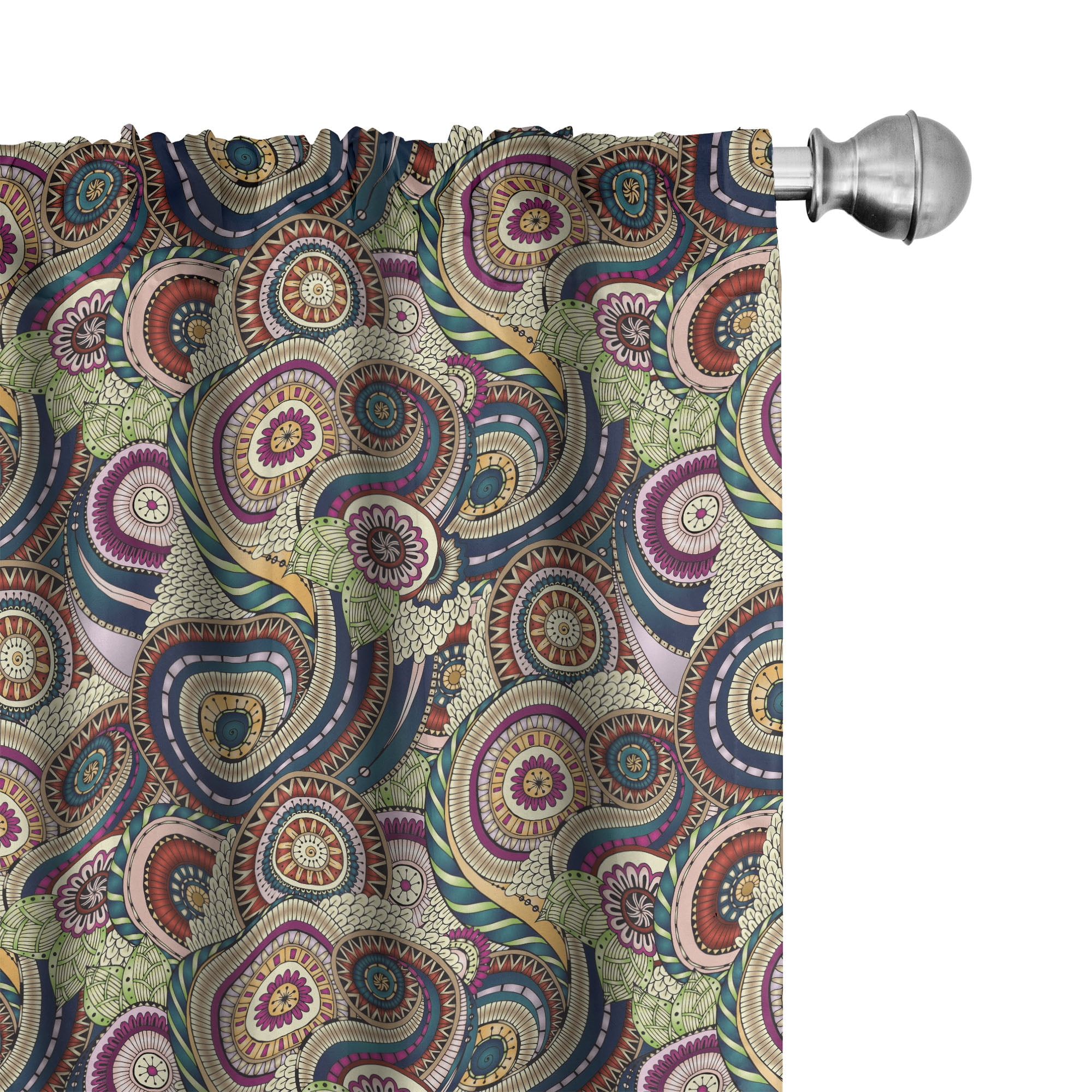 Ambesonne Abstract Curtains, Eastern Doodle Paisley, Pair of 28"x63 ...