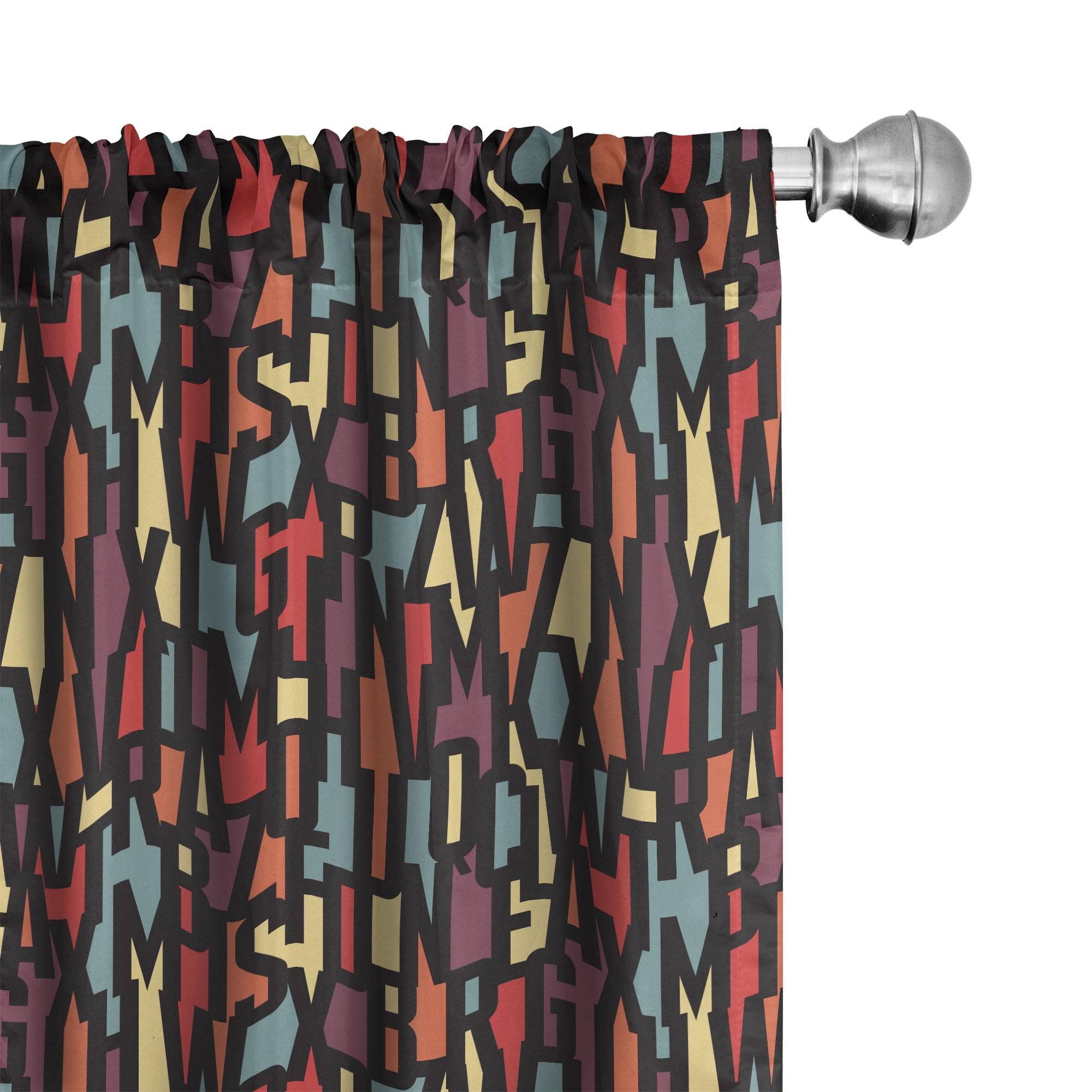 Ambesonne Abstract Curtains, Fractal Funky Forms, Pair of 28"x84 ...
