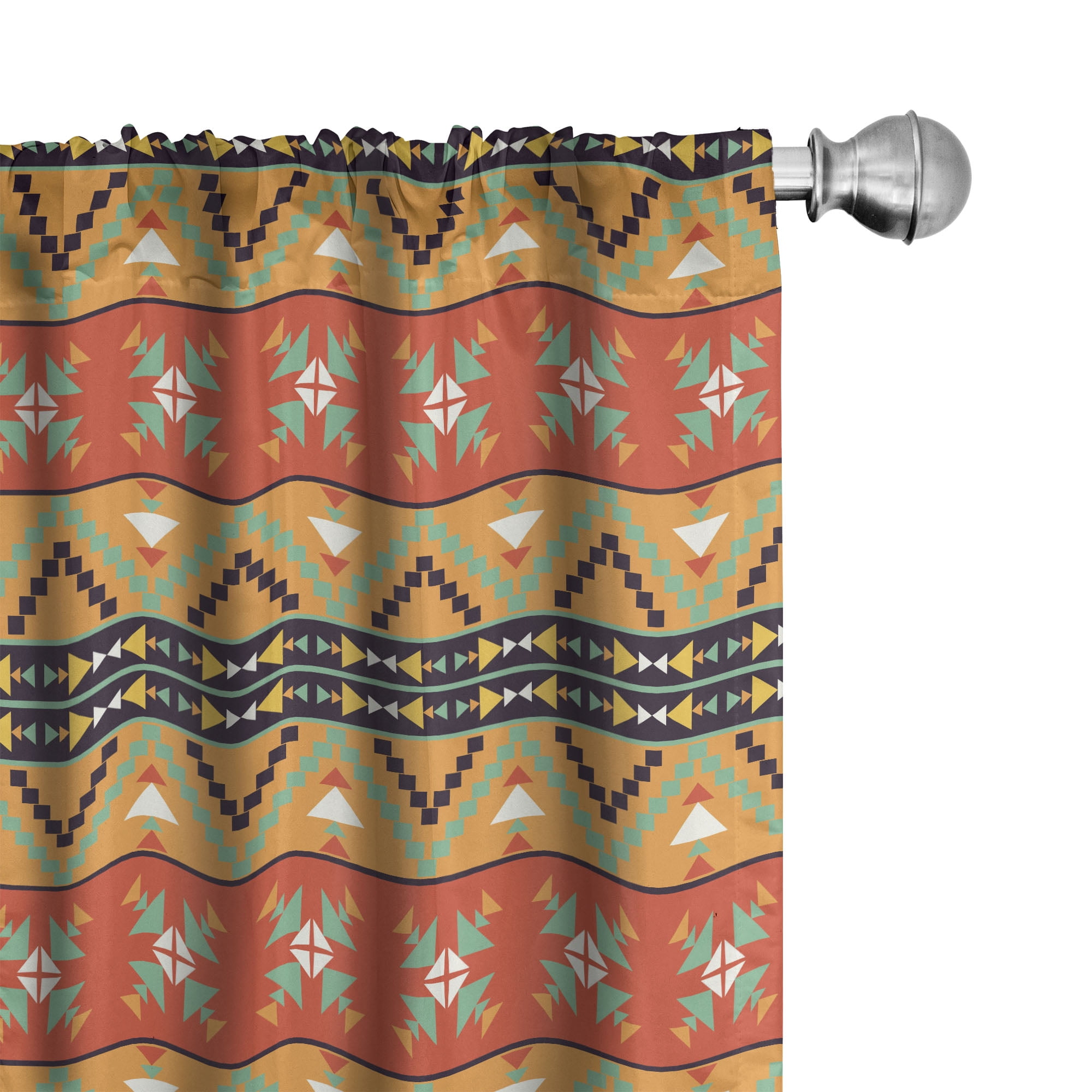 Ambesonne Abstract Curtains, Geometric Bohemian Motifs, Pair of 28"x63 ...