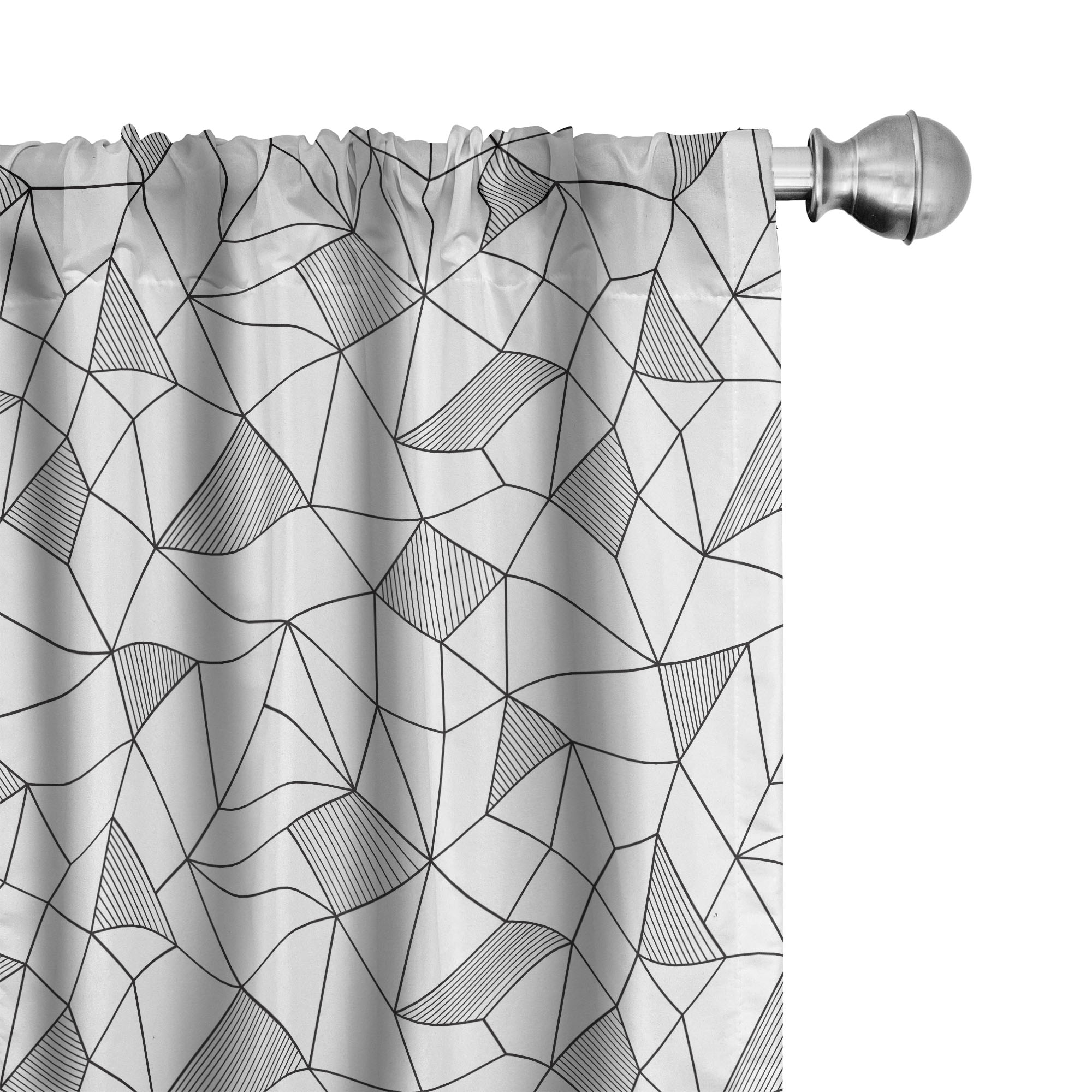 Ambesonne Abstract Curtains, Geometric Line Art, Pair of 28"x95", White ...