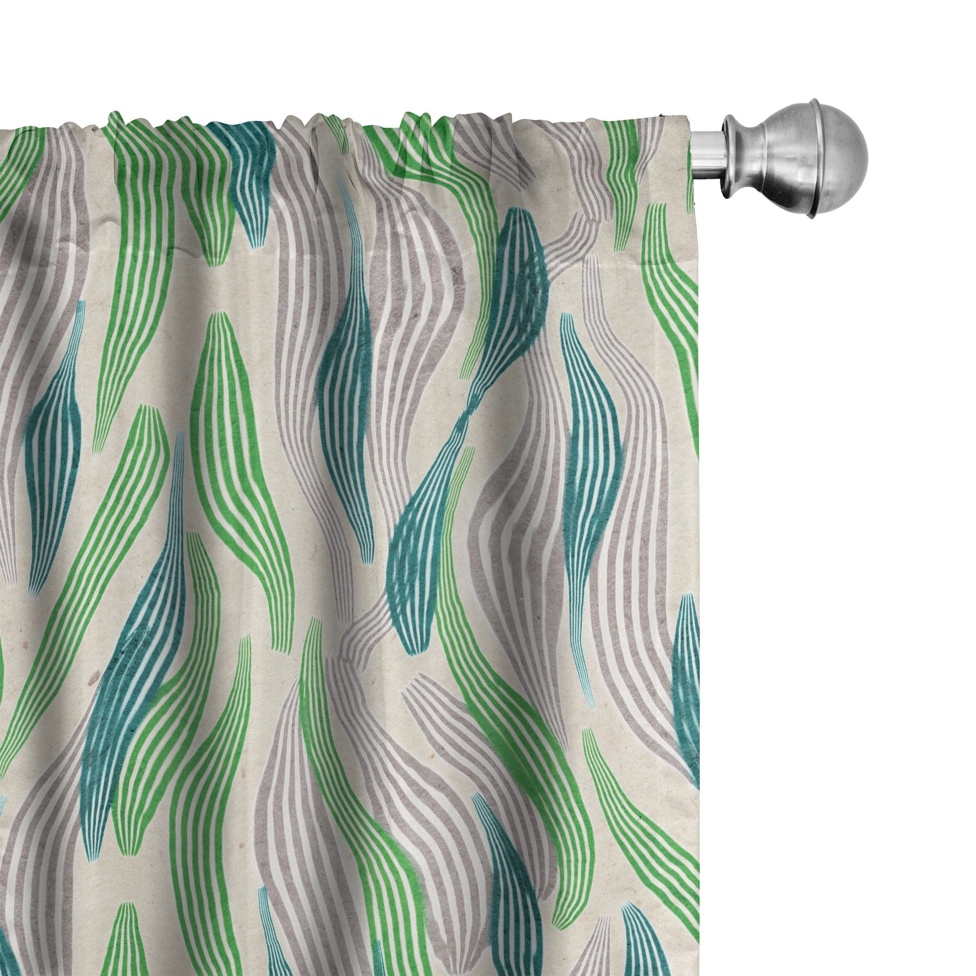 Ambesonne Abstract Curtains, Leaf Like Swirly Shapes, Pair of 28"x63 ...