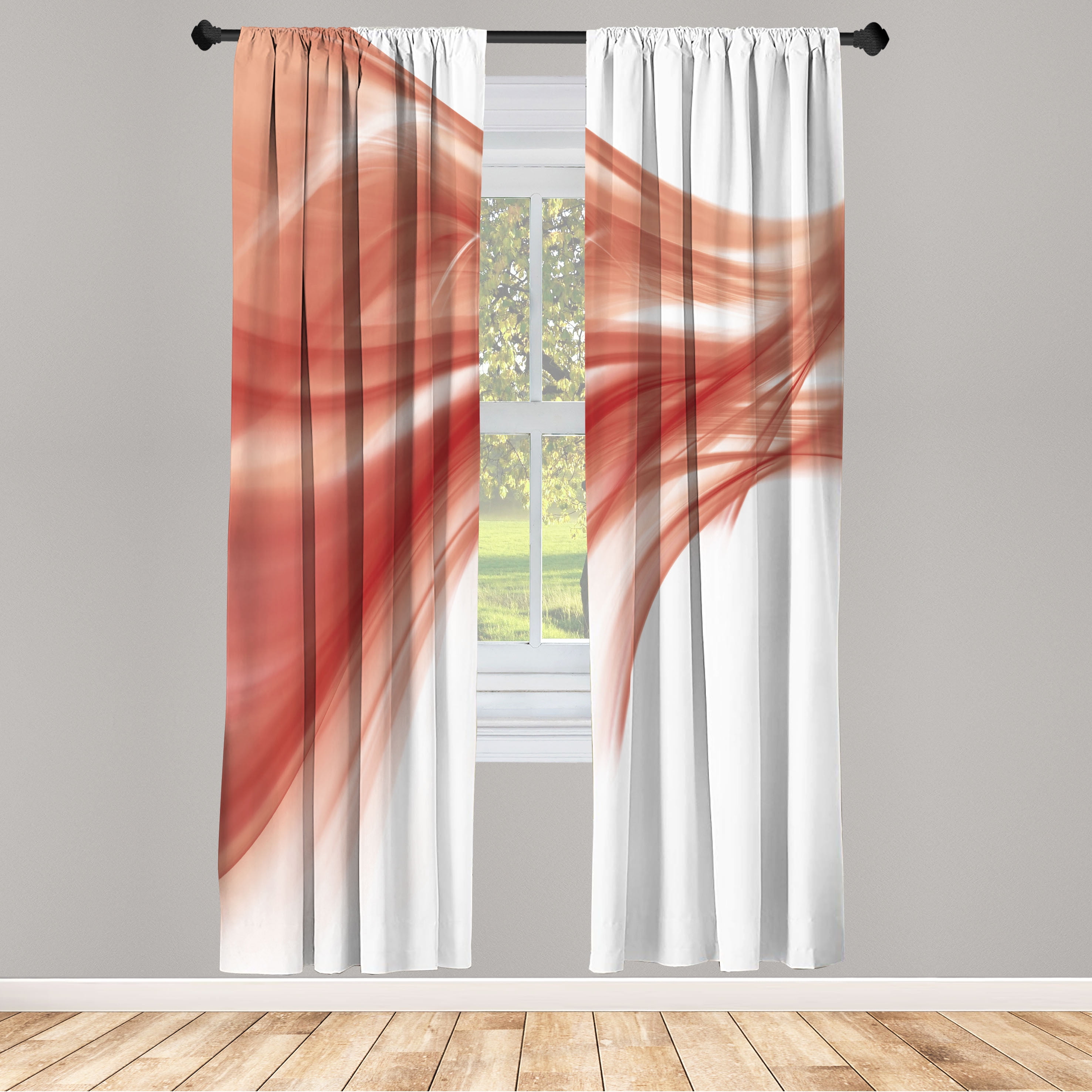 Ambesonne Abstract Curtains, Modern Smooth Lines Rays, Pair of 28"x84 ...