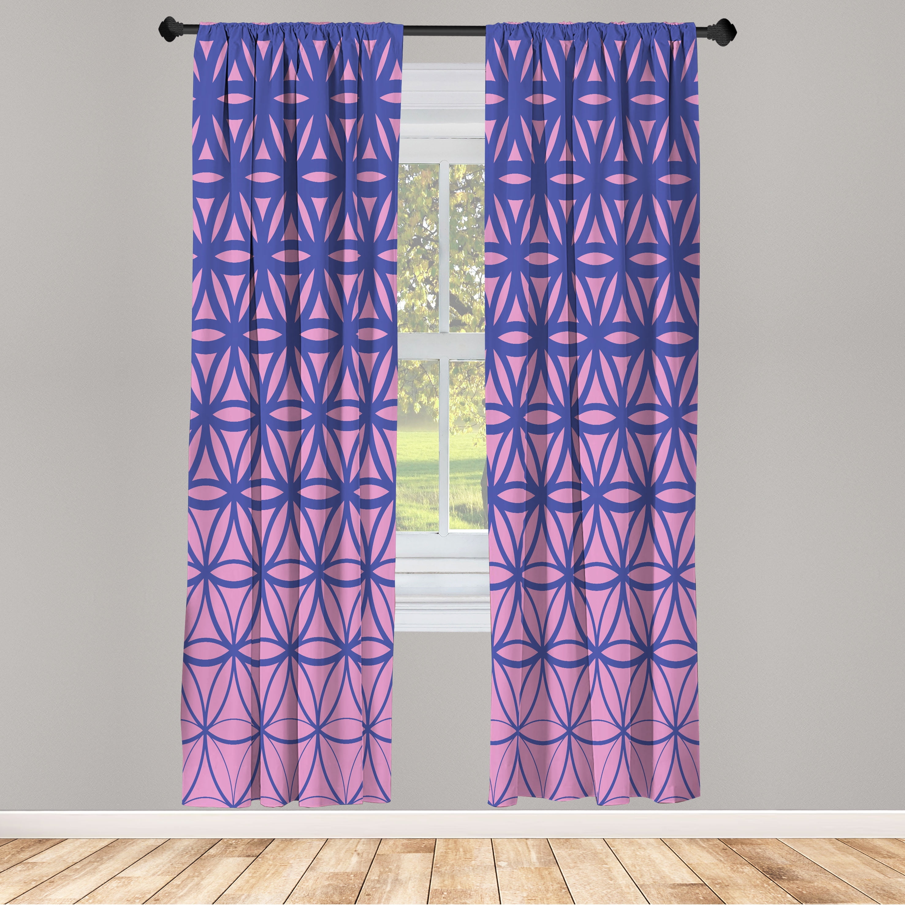 Ambesonne Abstract Curtains, Retro Ombre Pattern Print, Pair of 28"x63 ...