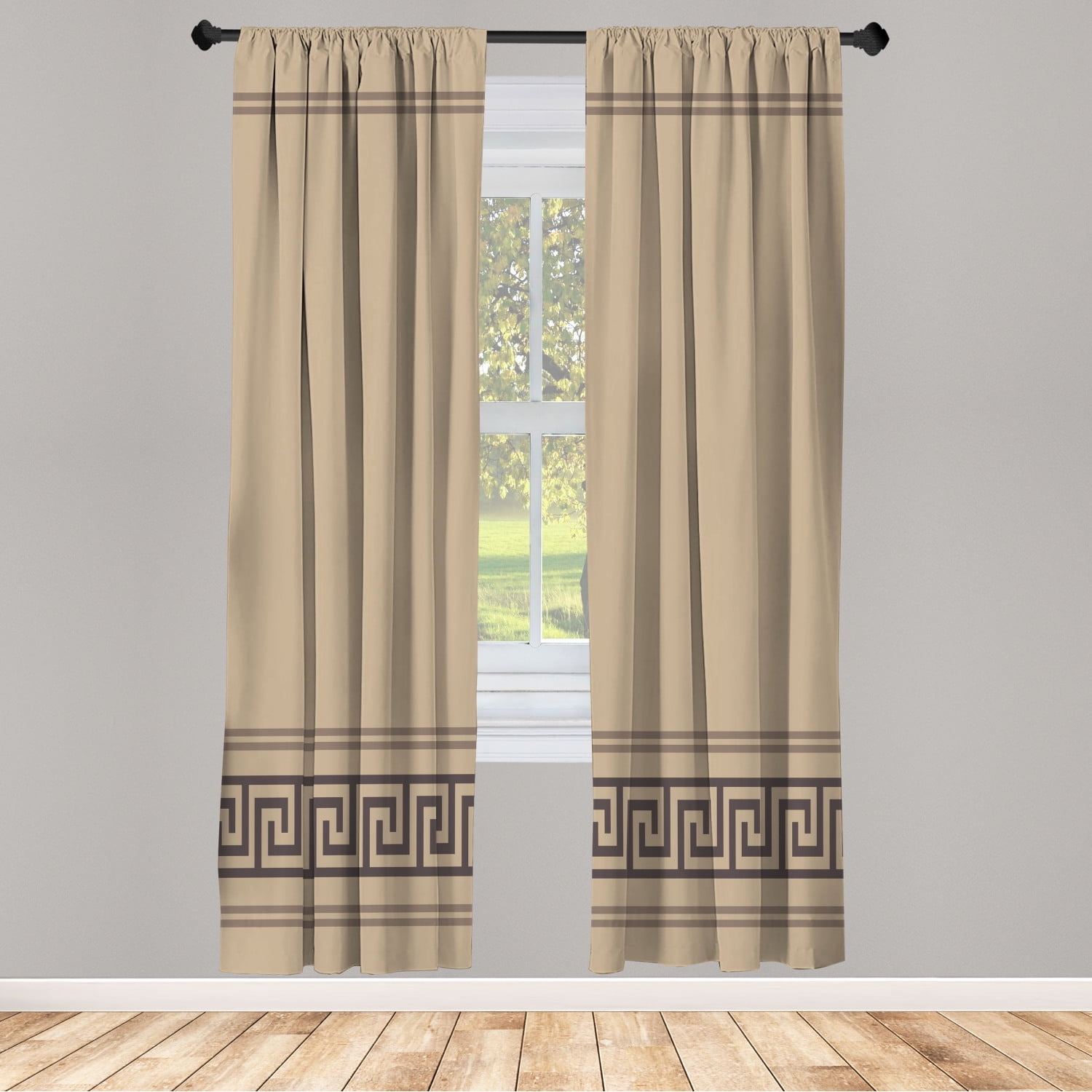 Ambesonne Abstract Curtains, Simplistic Greek Pattern, Pair of 28"x95 ...