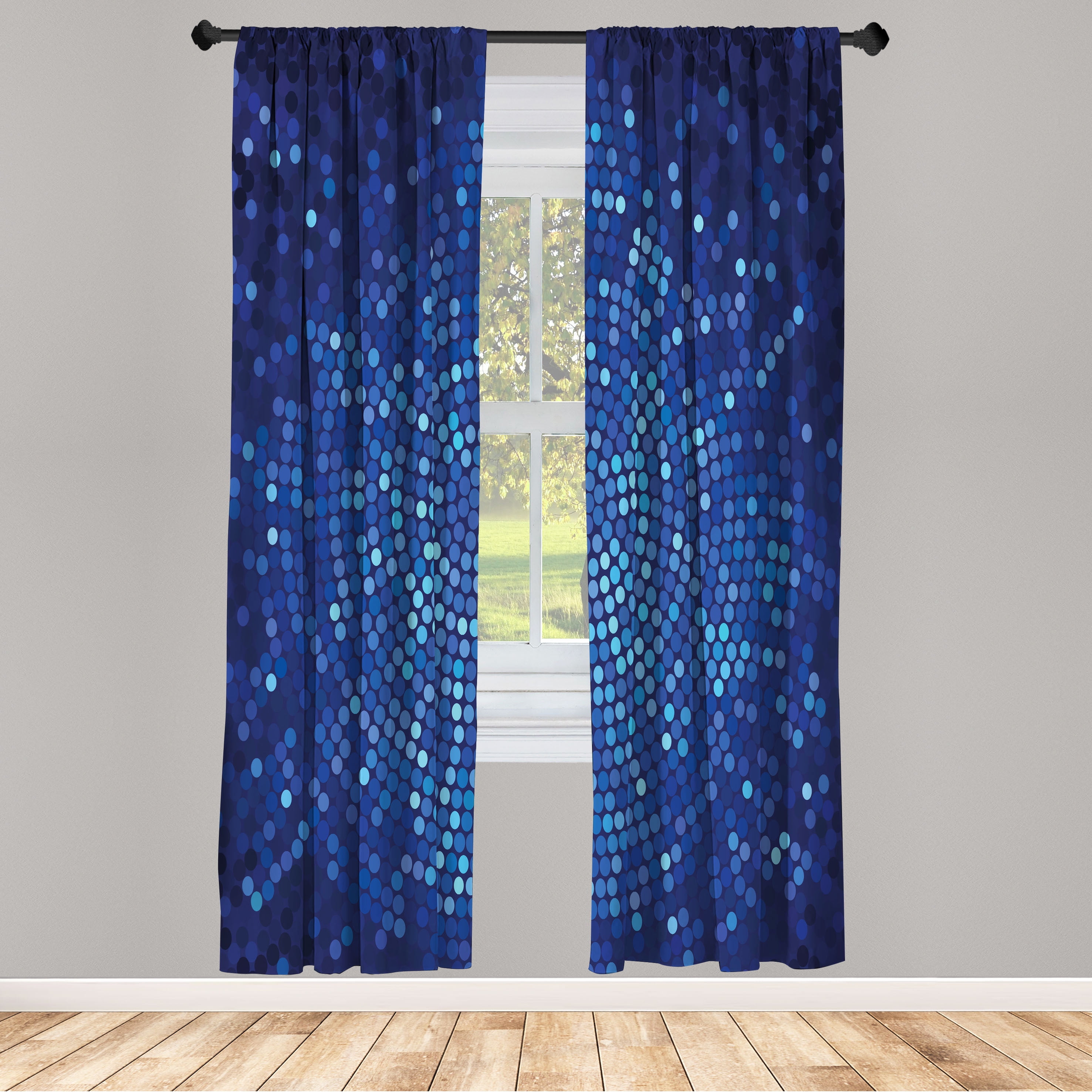 Ambesonne Abstract Curtains, Spiral Mosaic Dots, Pair of 28"x84", Navy ...
