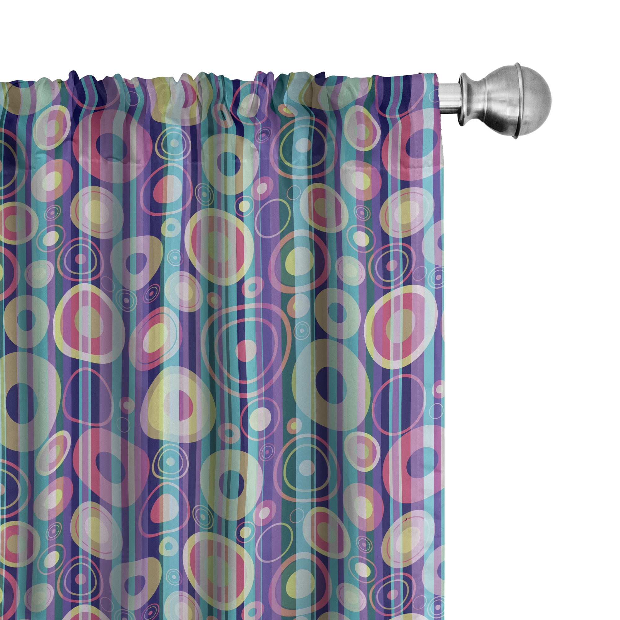 Ambesonne Abstract Curtains, Stripes Circles Party, Pair of 28"x63 ...