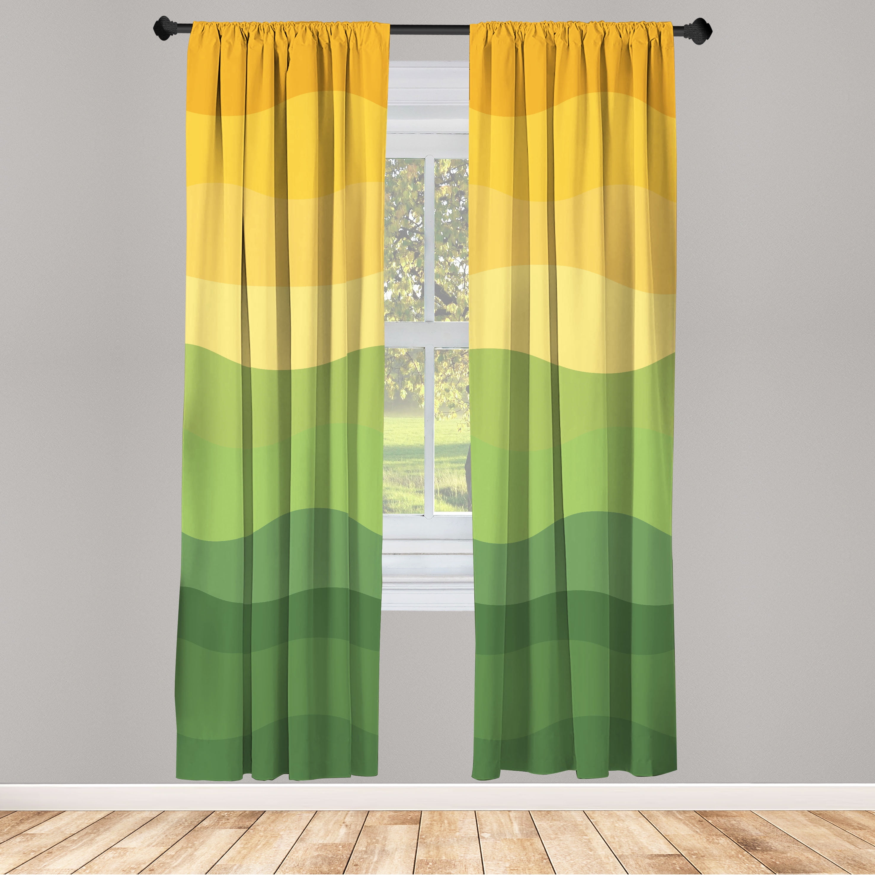 Ambesonne Abstract Living Room Curtains, Wavy Lines Waves Earth, 28"x84 ...
