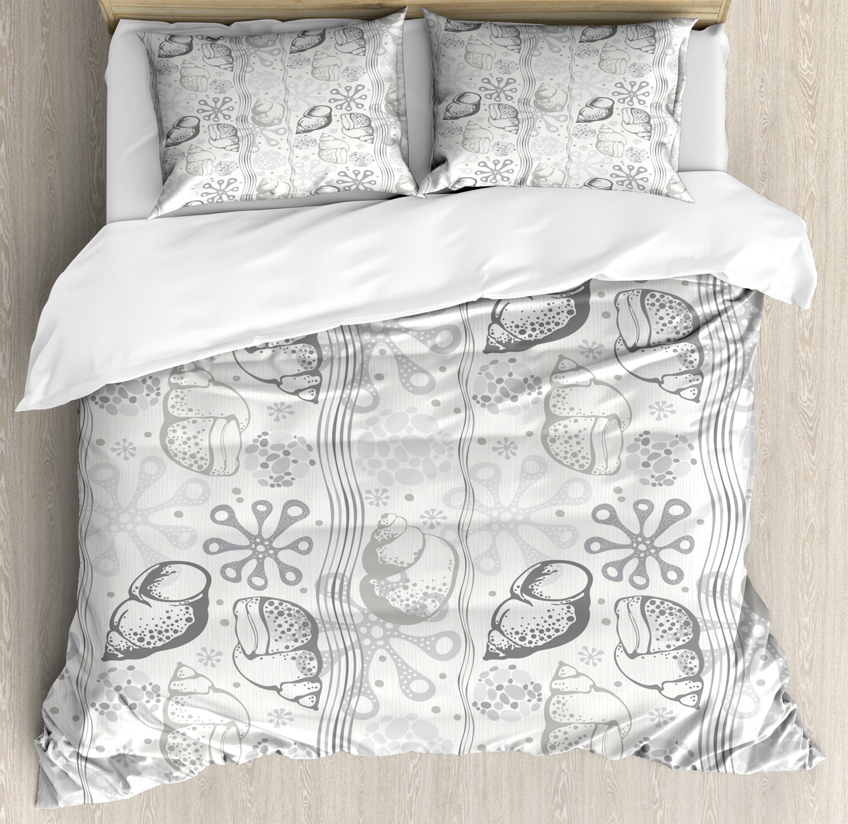 Ambesonne Abstract Duvet Cover Set, Snail Marine Symbols Art, Calking ...