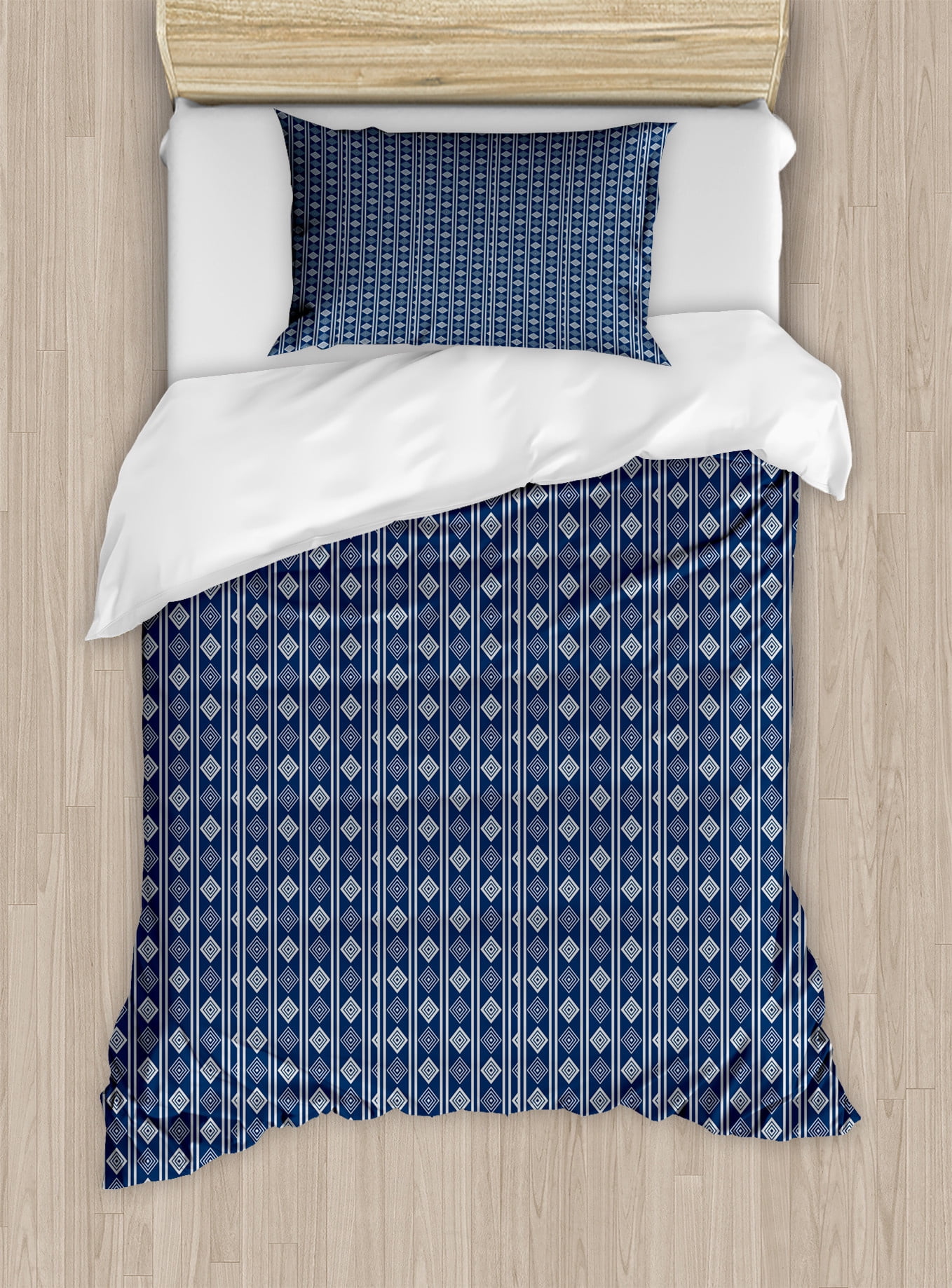 Ambesonne Abstract Duvet Cover Sets, Classic Rhombus Pattern, 2-Twin ...